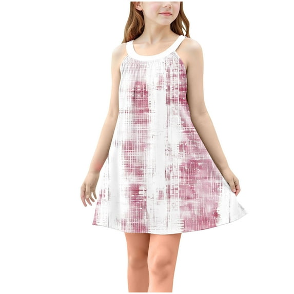 FAHXNVB Girls Cami Dress A-Line Lovely Gradient Color Sleeveless Swing ...