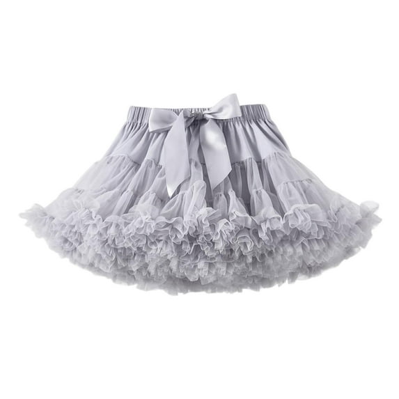 FAHXNVB Girls Tutu Skirts Layered Tulle Princess Solid Color Bow Ballet ...