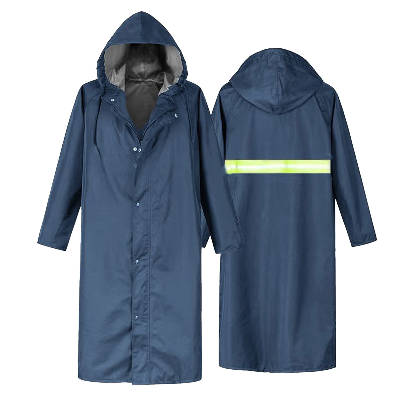 FAHXNVB Mens Long Safety Rain Coats Reflective Stripes Waterproof ...