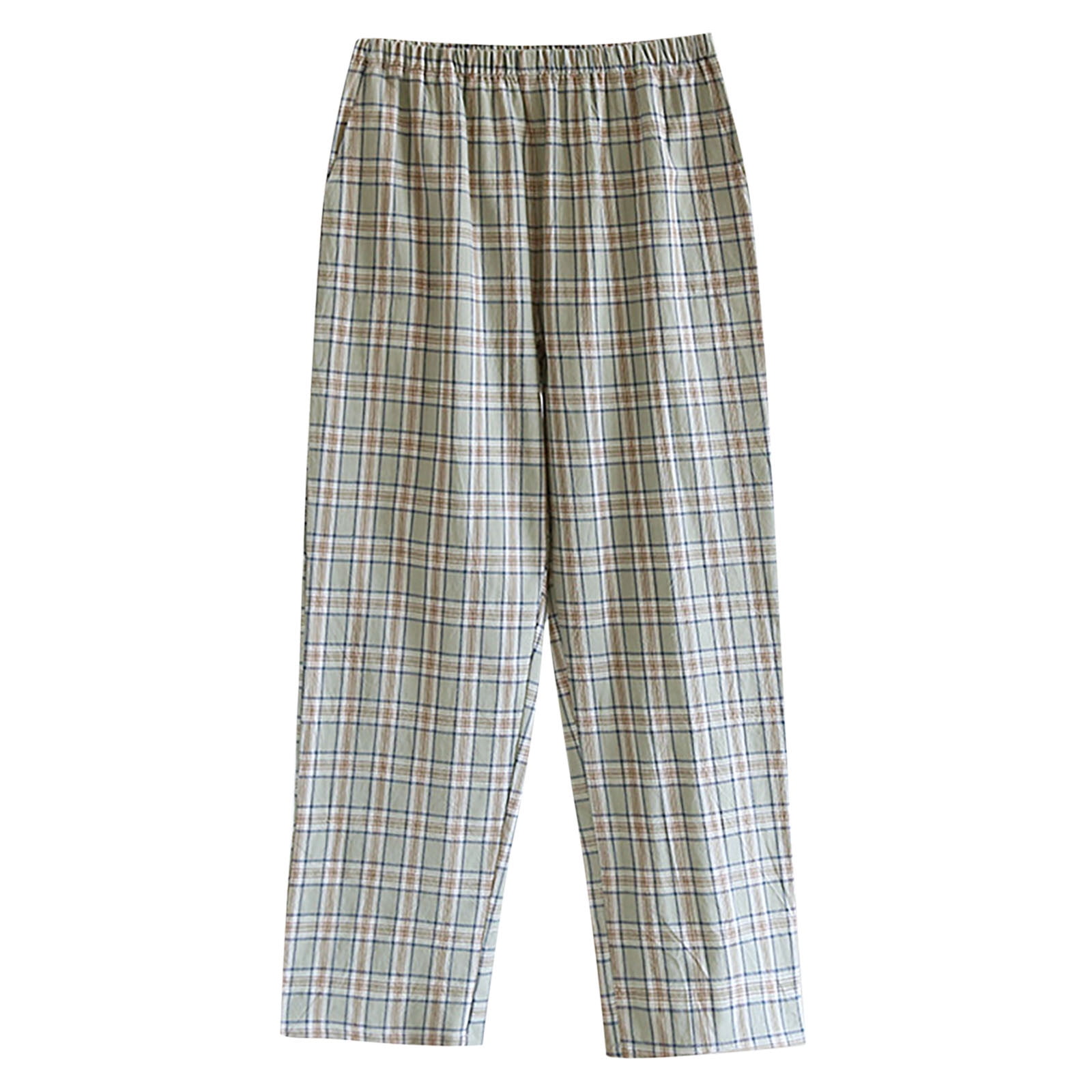 FAHXNVB Plaid Pajama Pants for Men Elastic Waist Baggy Cotton Sleepwear ...