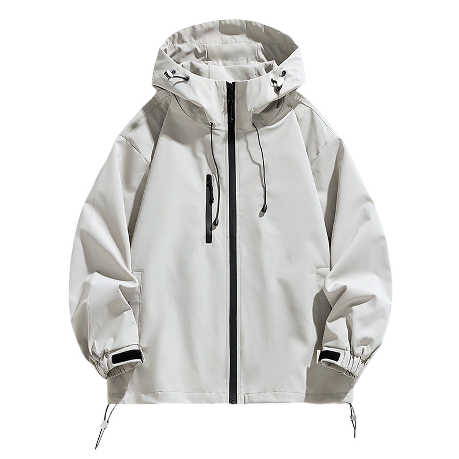 FAHXNVB Plus Size Womens Rain Jacket with Hood Lightweight Zip Up ...