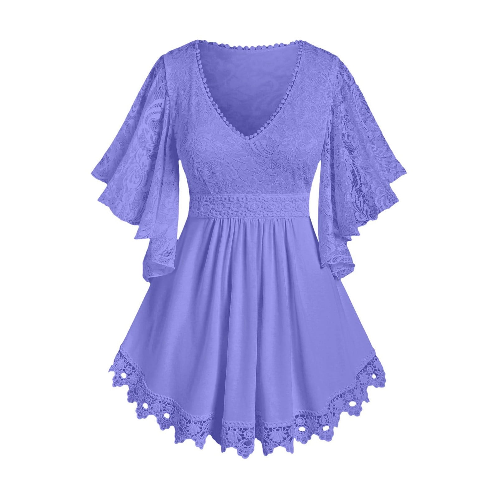 FAHXNVB Women Swing Top Medieval Lace Panel Butterfly Sleeve Gothic ...