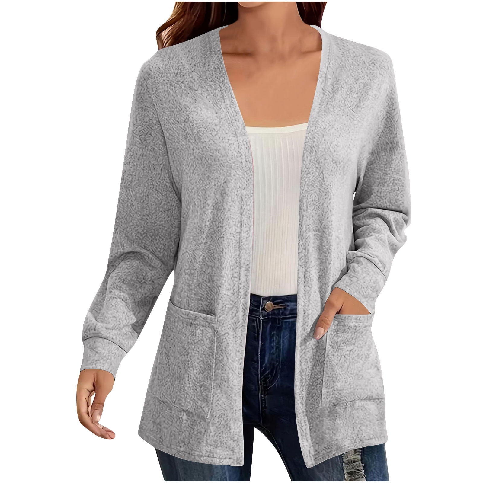 FAHXNVB Women's Cardigan Sweaters Lightweight Open Front Long Sleeve ...