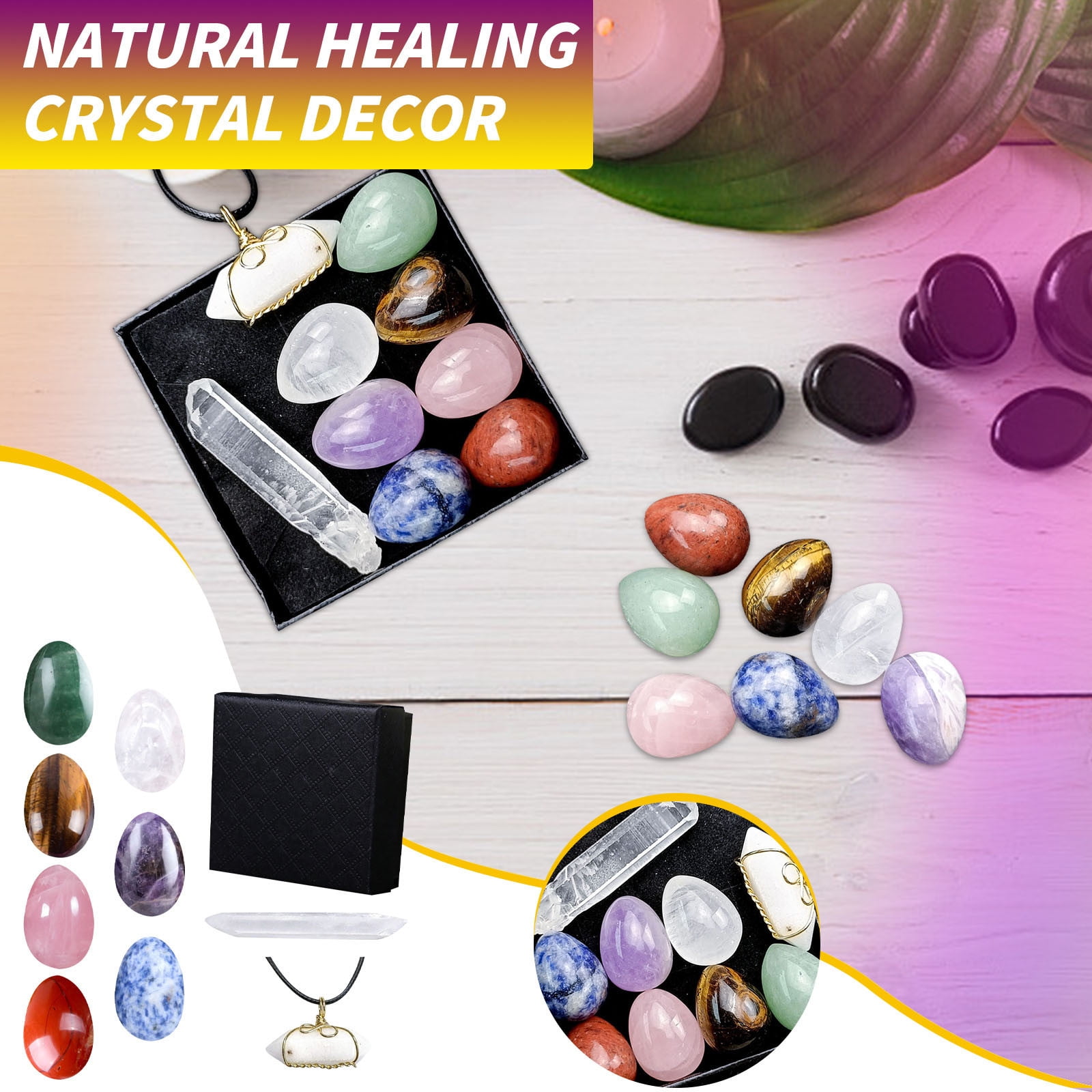 FAIOROI Natural Colorful Mixed Color Mini Crystal Stone Set Amethyst ...