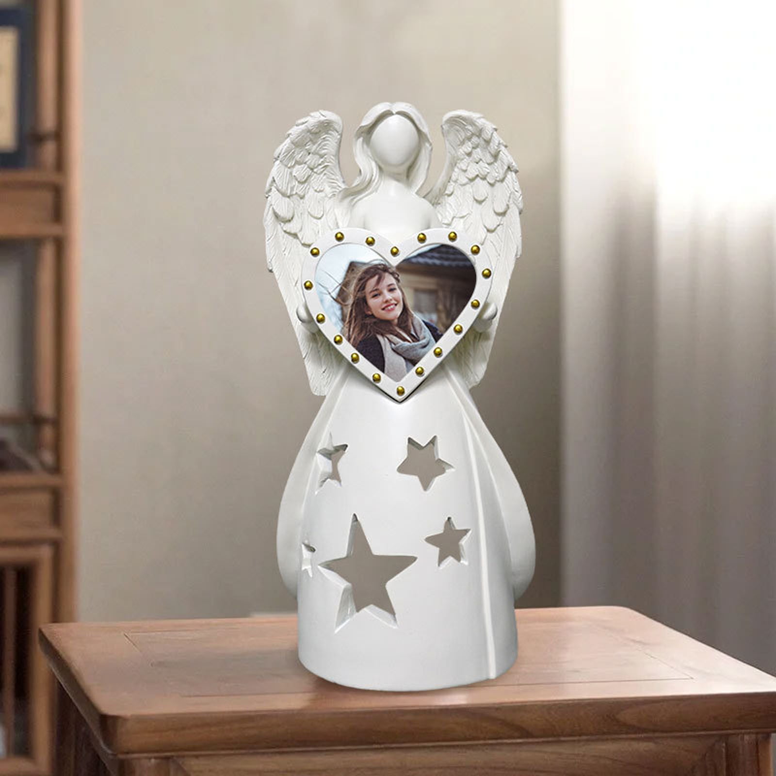FAIOROI Picture Frame Resin Angel Photo Frame Candlestick Statue ...