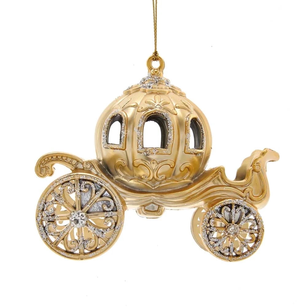 FAIRY TALE CARRIAGE Metallic Gold Christmas Ornament, by Kurt Adler ...