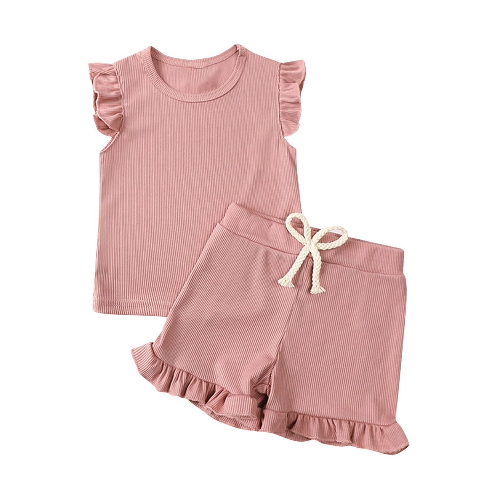 FAIWAD 2Pcs Toddler Girl Sleeveless Ruffle Tops and Ruffle Hem Pant Set ...