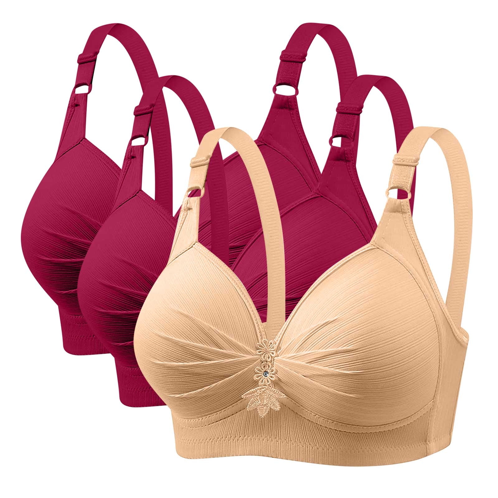 FAIWAD 3 Pack Bras for Women Full Coverage Seamless Wireless Breathable ...