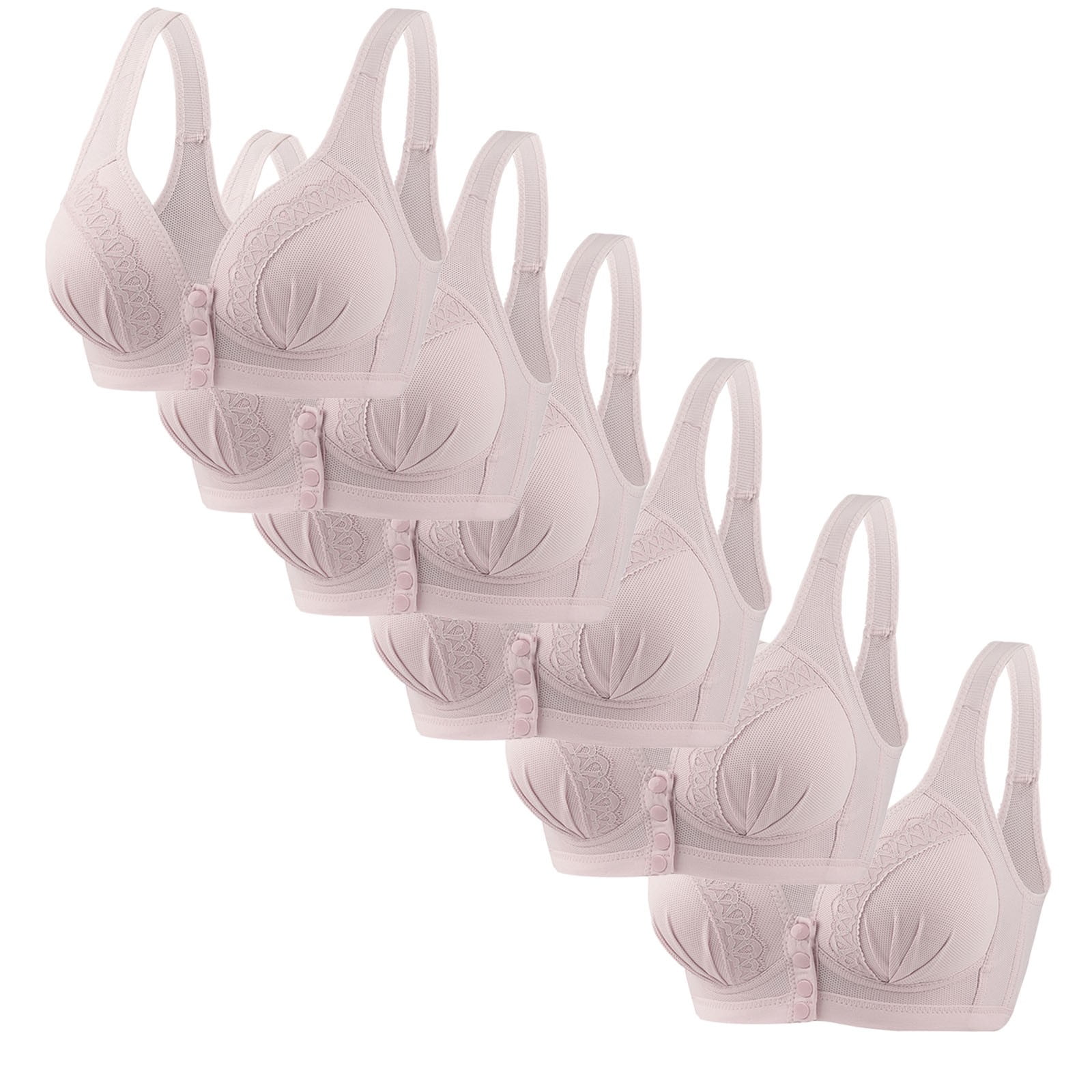 FAIWAD 6 Pack Bras for Women Front Closure Button No Underwire Everyday ...