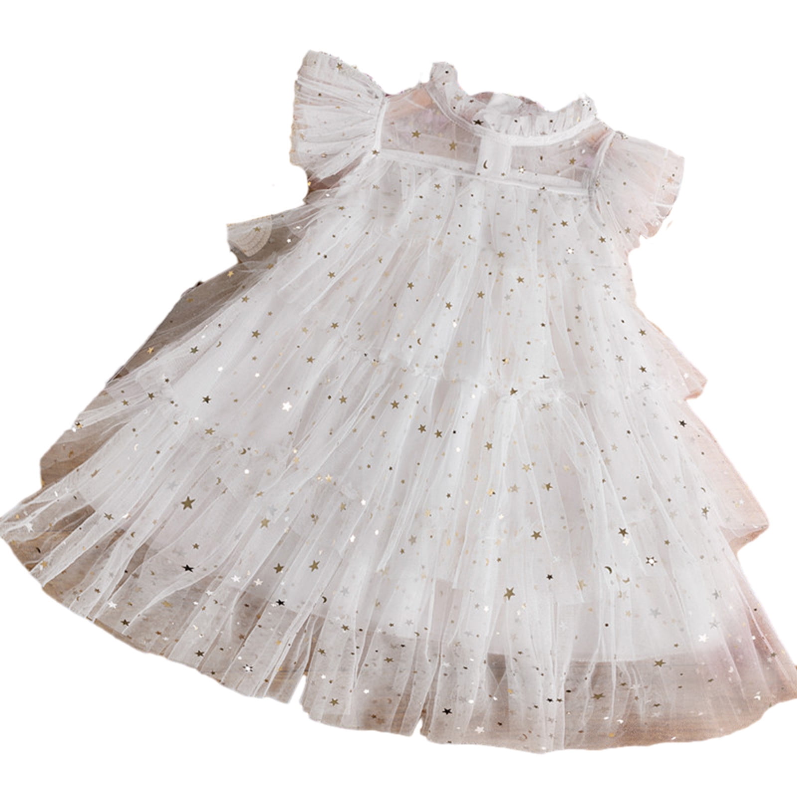 FAIWAD Baby Girl Dresses Sleeveless Ruffle Sleeve Dress Layered A Line ...