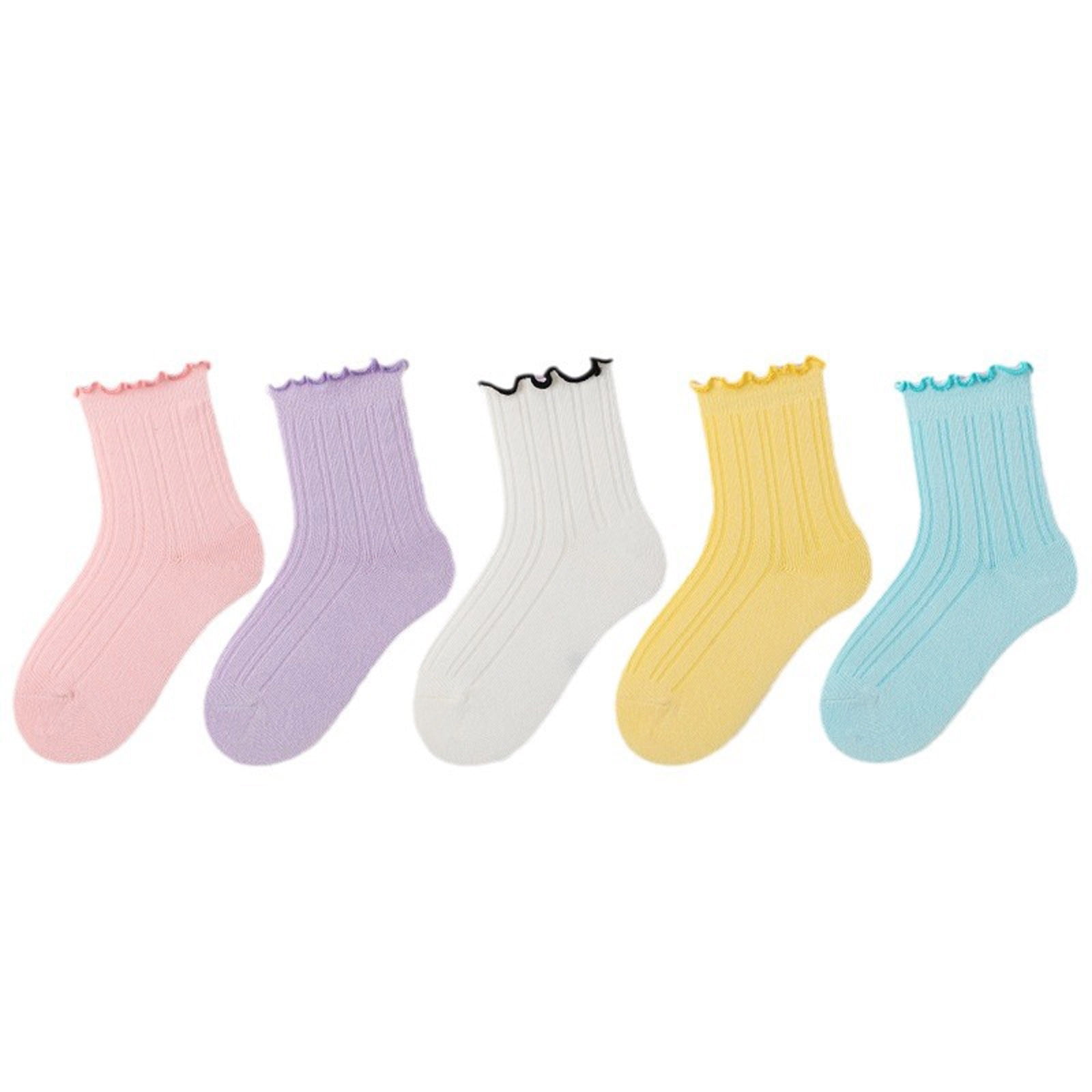 FAIWAD Baby Girls Mid Thigh Socks Ruffle Cute Solid Color Knitted Socks ...