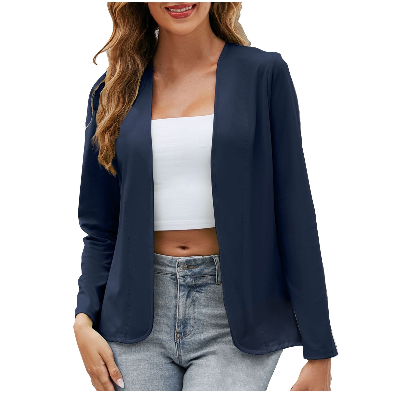 FAIWAD Blazers for Women Work Casual Long Sleeve Oversized Open Blazer ...