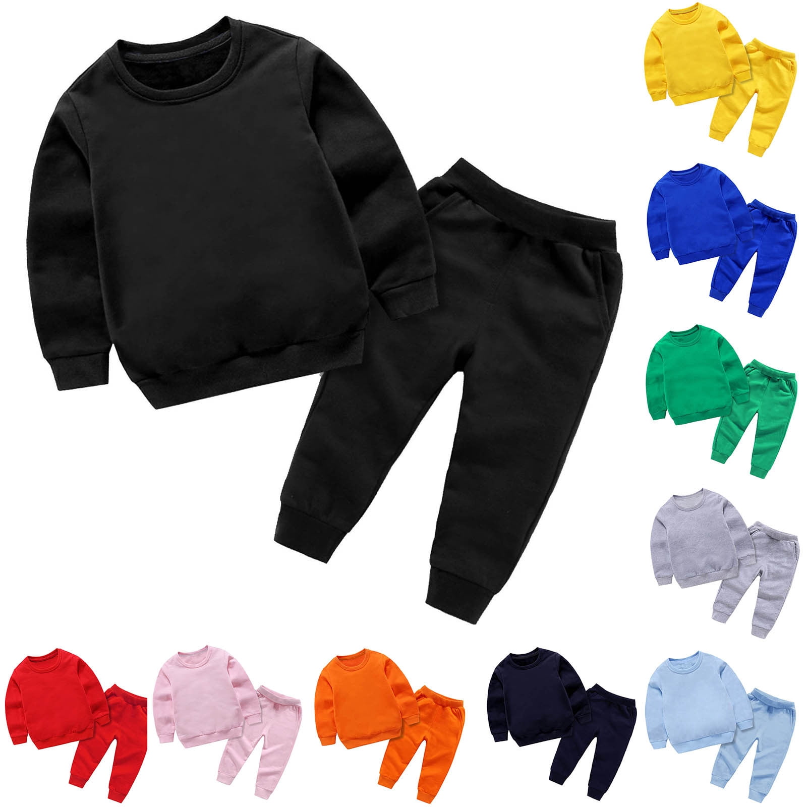 FAIWAD Boys Girls 2 Pieces Sweat Suit Unisex Kids Long Sleeve Pullover ...