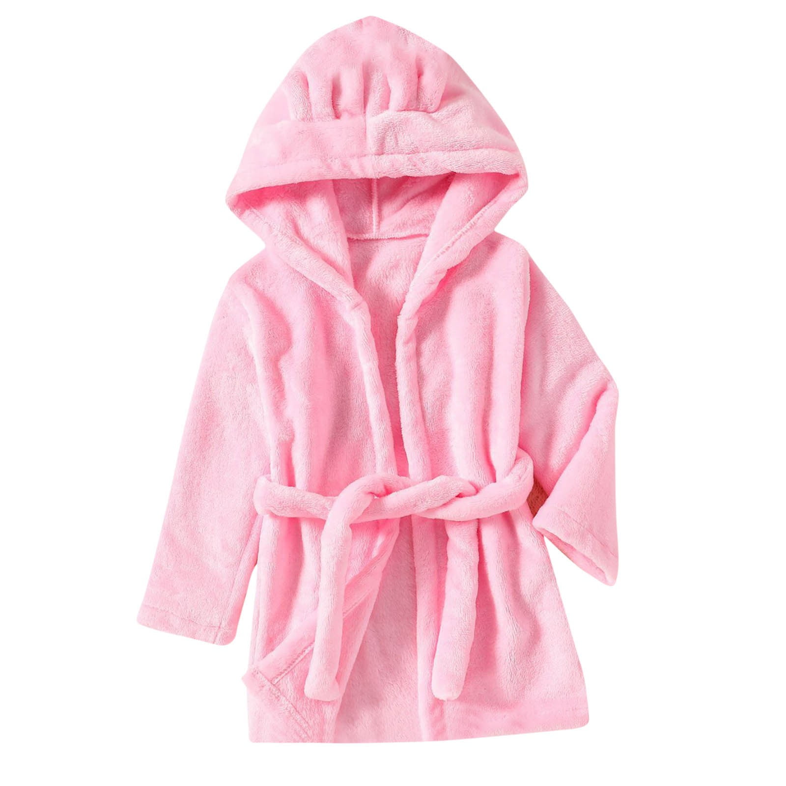 FAIWAD Boys Girls Robes Kids Hooded Sleepwear with Belt Soft Fleece ...