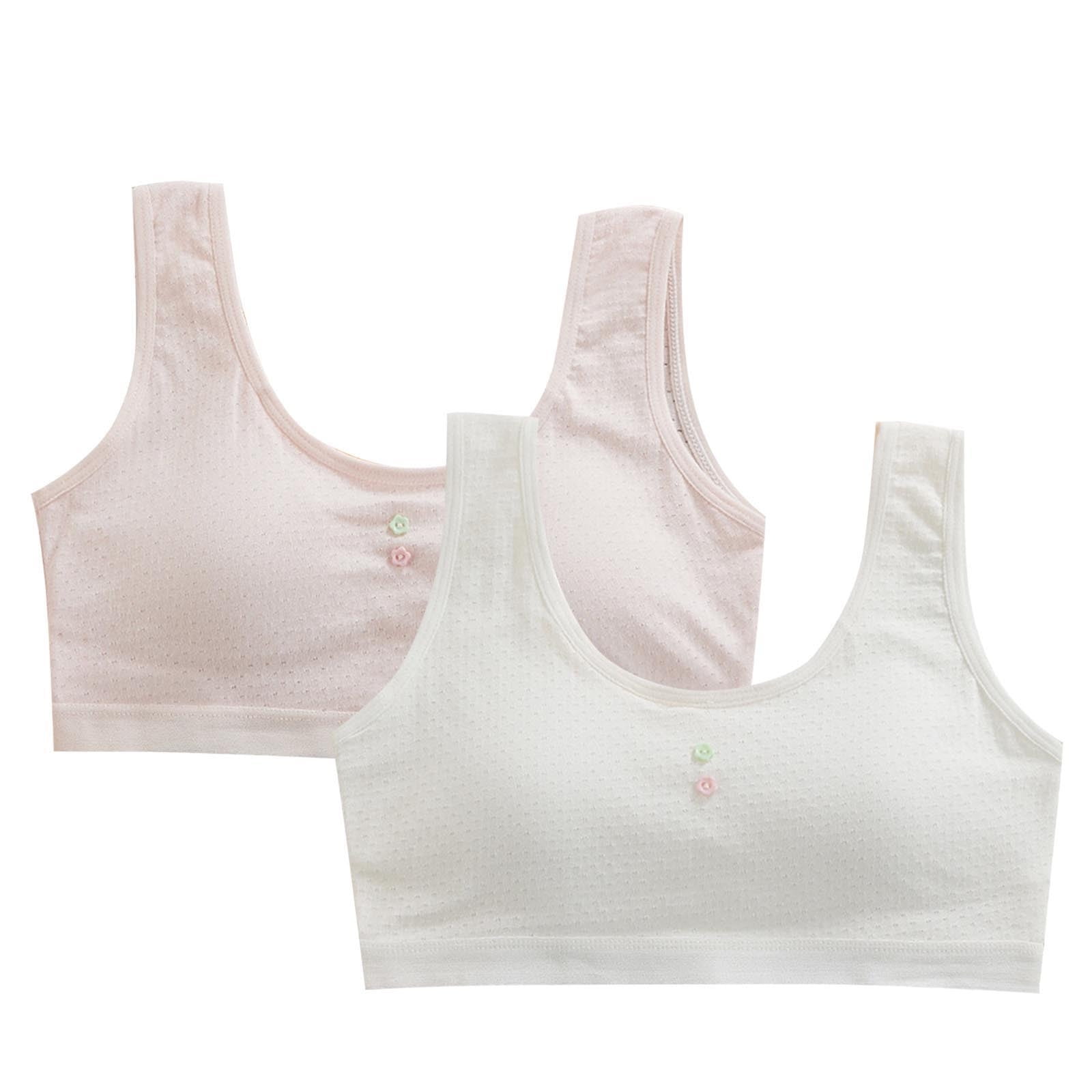 FAIWAD Girls Cotton Bra 2PCS Girls Seamless Padded Soft Thin Breathable ...