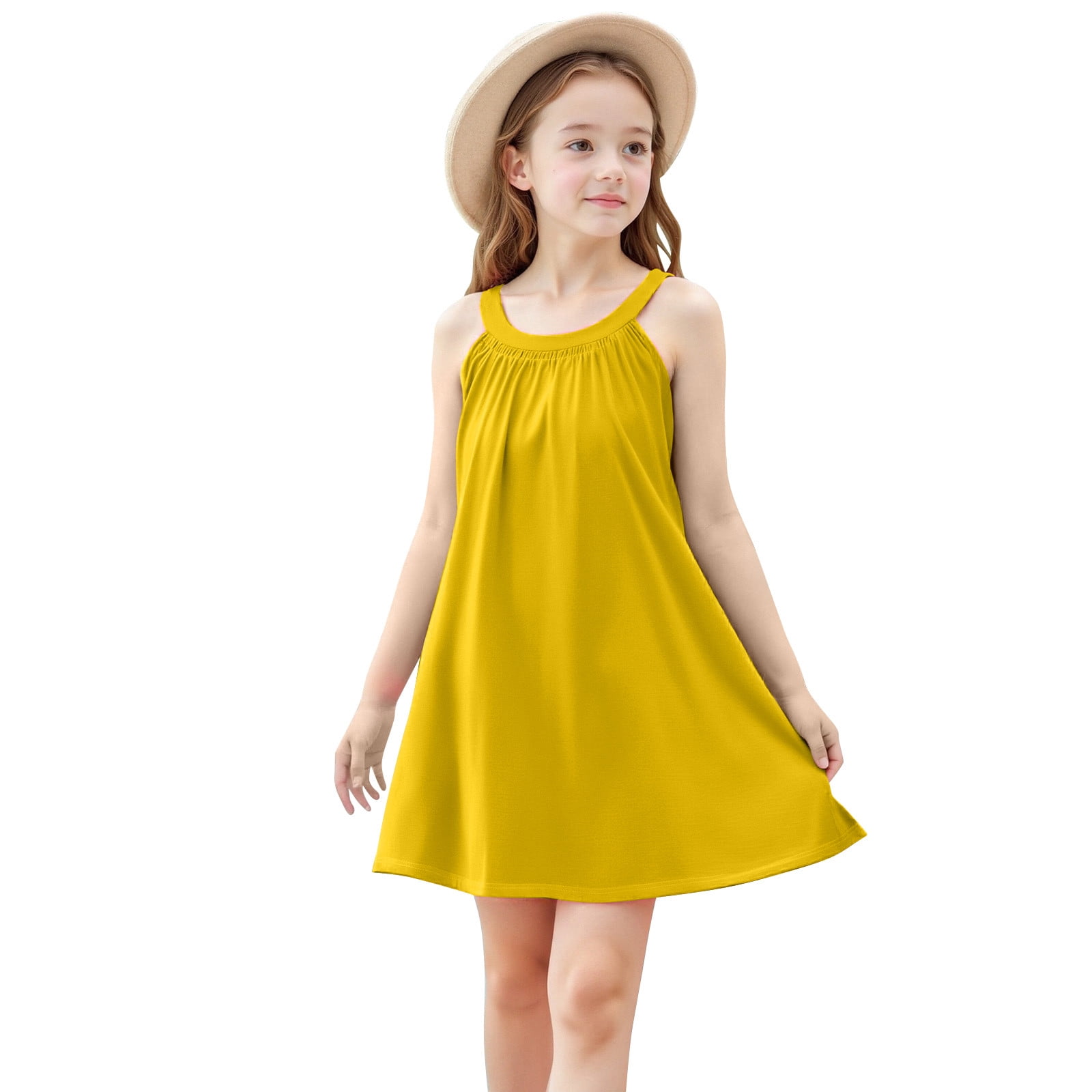 FAIWAD Girls Dresses Beach Swim Cover Up Summer Casual Tank Dress Kids ...