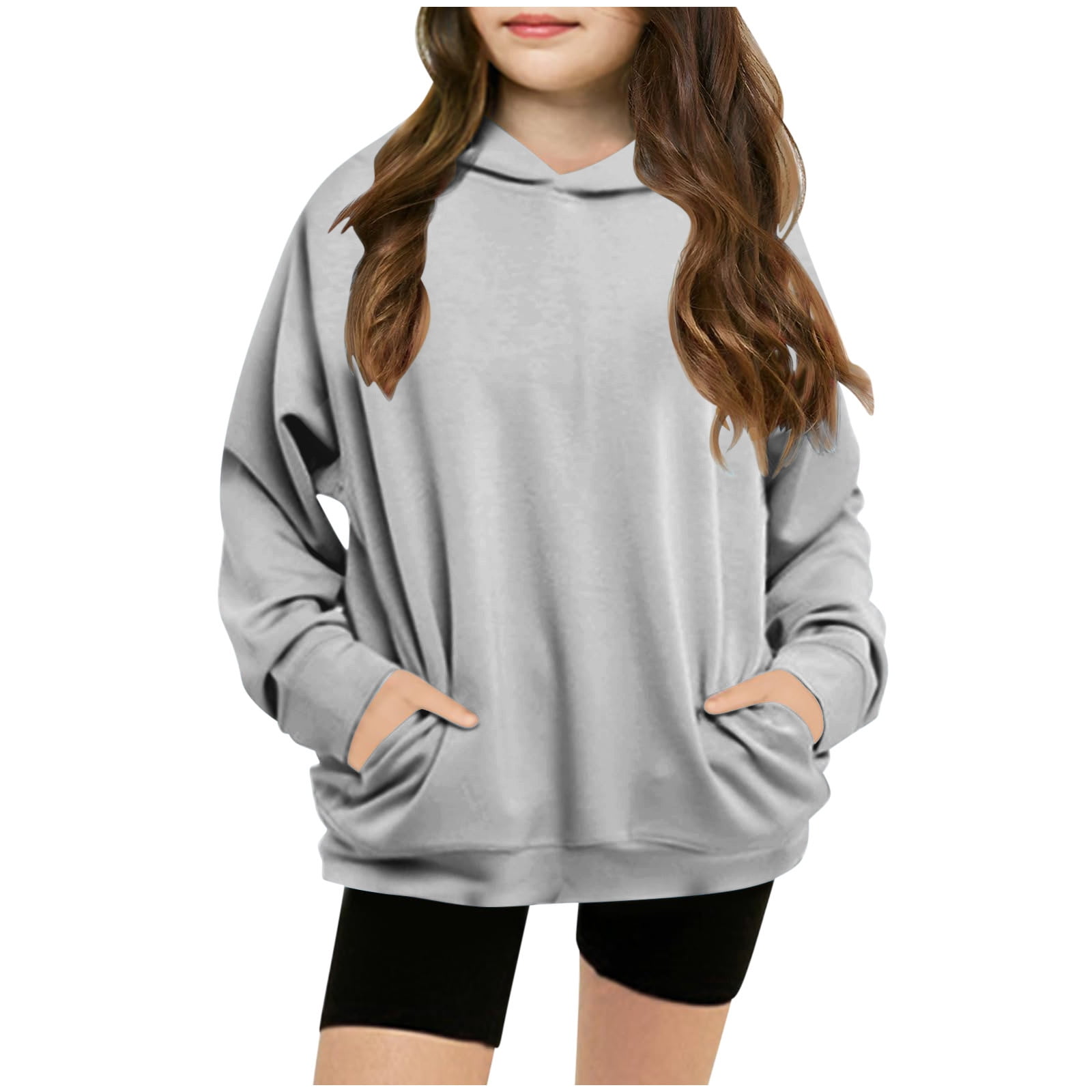 FAIWAD Girls Hoodies Sweatshirt Kids Long Sleeve Basic Hooded Pullover ...