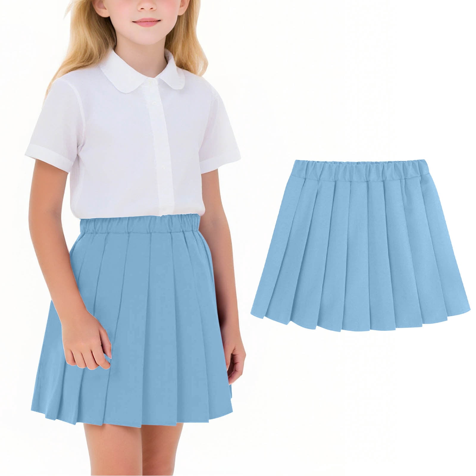 FAIWAD Girls Uniform Pleated Skirt Kids High Waist A-line Skorts Girls ...