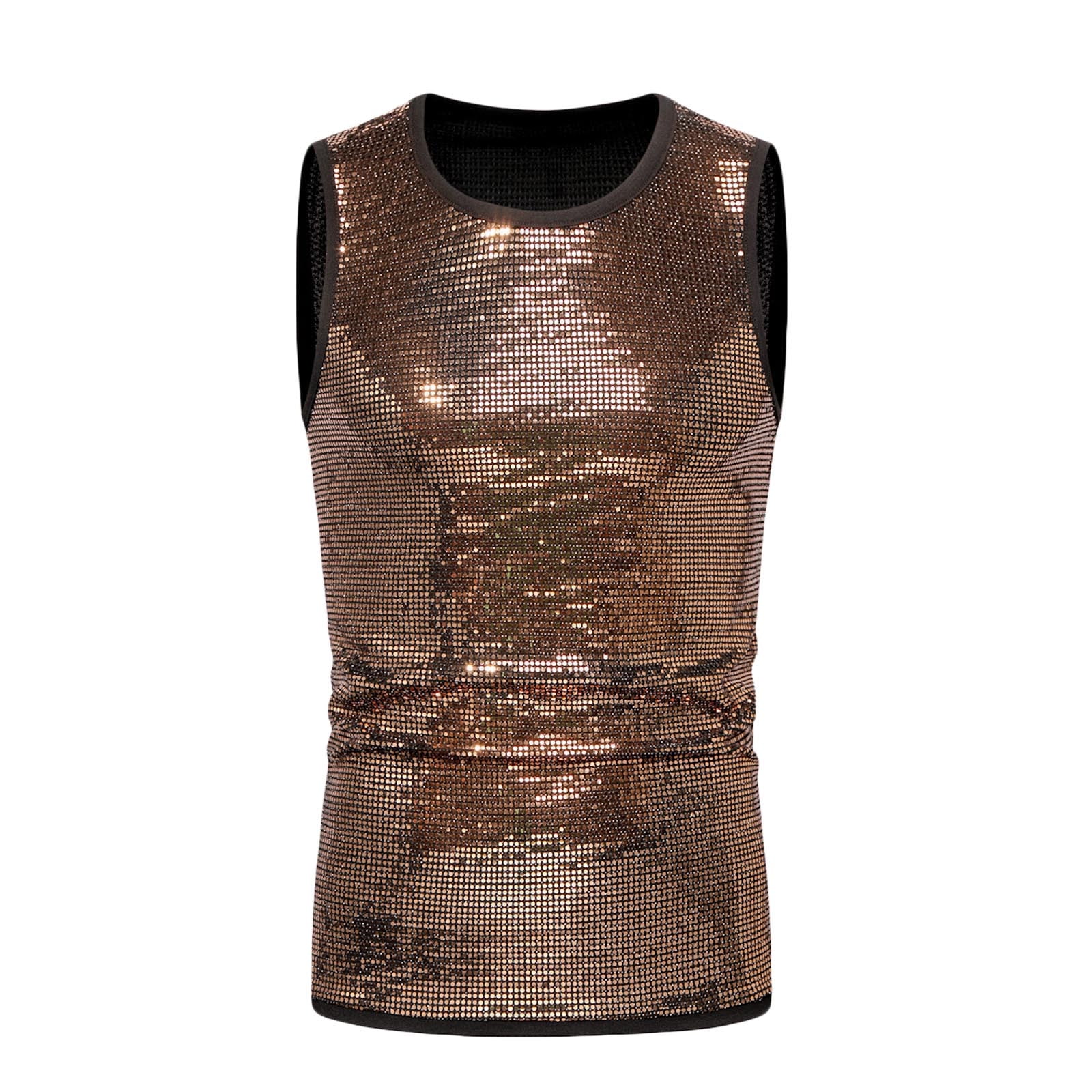 FAIWAD Glitter Camisole for Men Sparkly Sequin Tank Top Sleeveless Slim ...