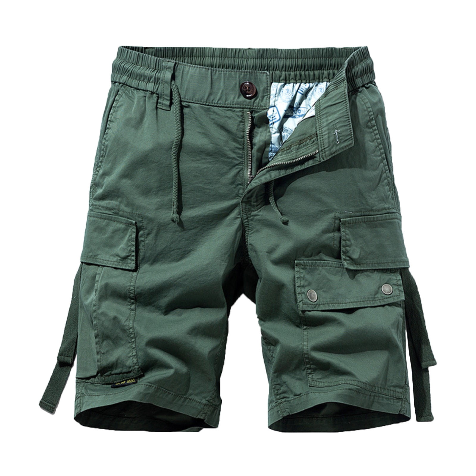 Faiwad Hiking Cargo Shorts For Men Elastic High Waisted Knee Length Cargo Shorts Stretch Waist