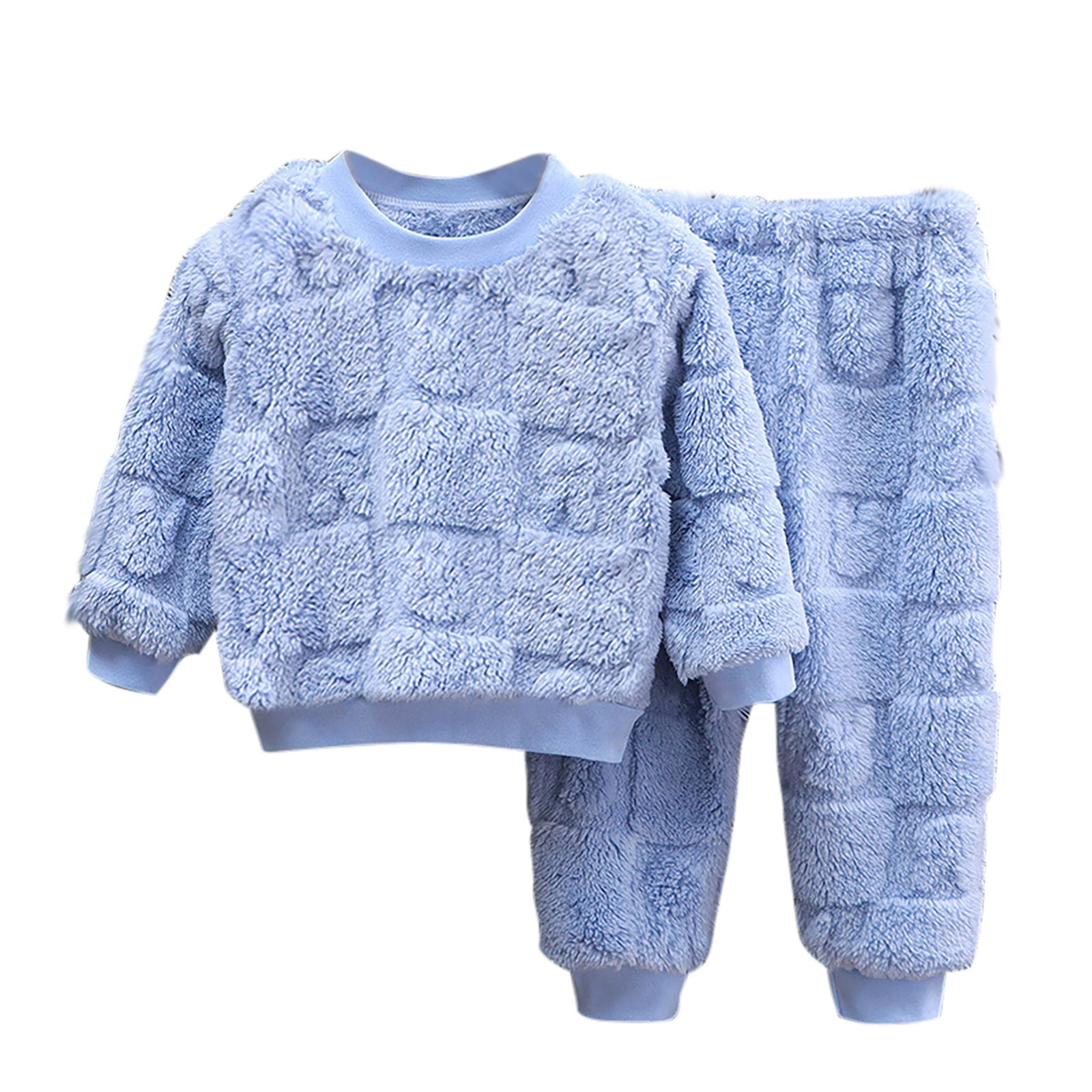 FAIWAD Kids Flannel Outfits Plush Pullover and Fleece Pants Set Infant ...
