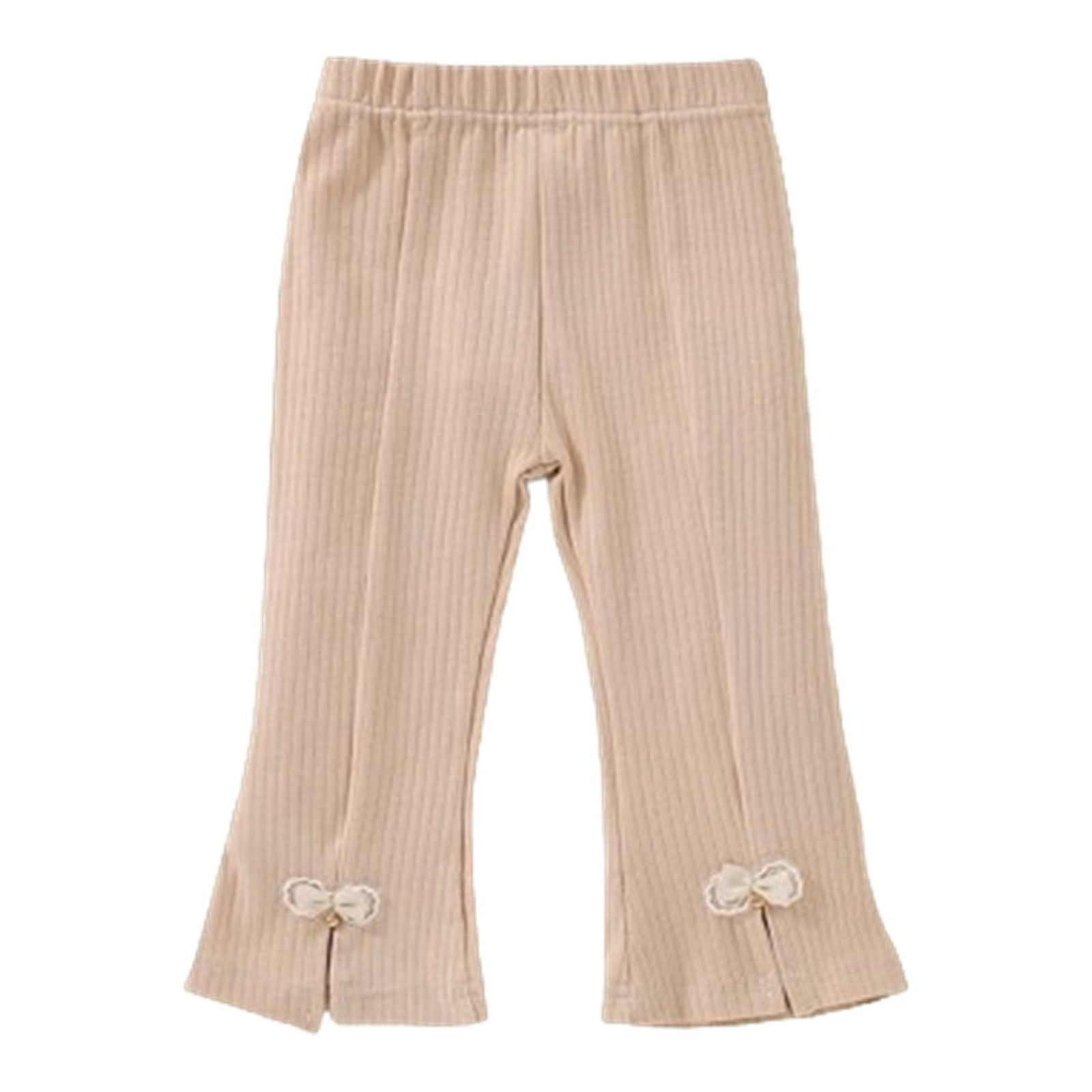 FAIWAD Kids Girls Cotton Flare Pants Elastic High Waist Ribbed Knitted ...
