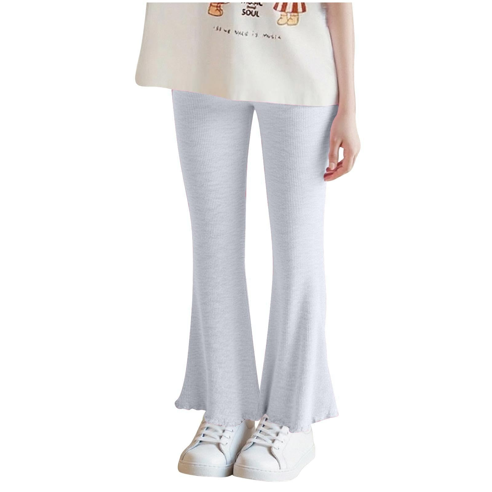 FAIWAD Kids Girls Flared Pants Solid Color Elastic Waistband Bell ...