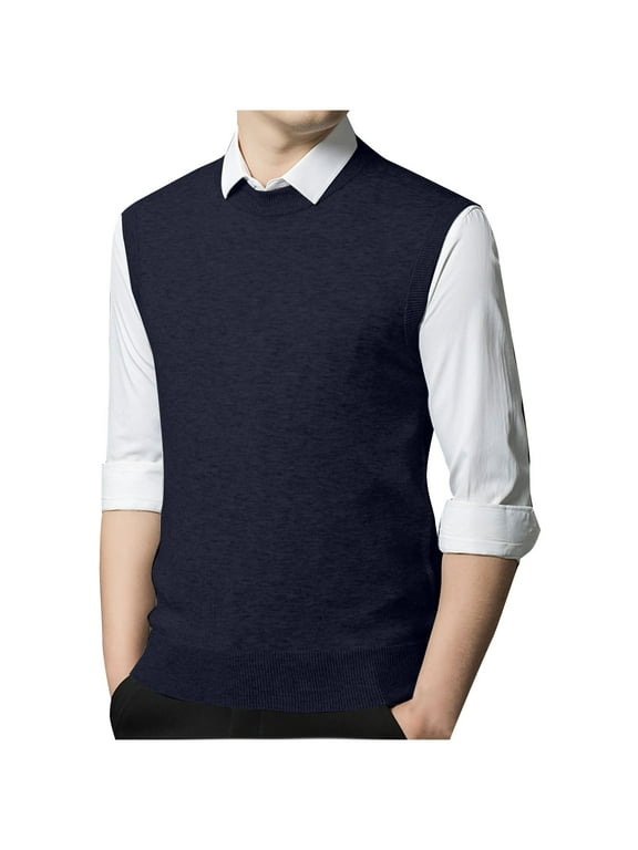 Kallspin Men's Wool Blend Sweater Vest Cable Knit V Neck Knitted ...