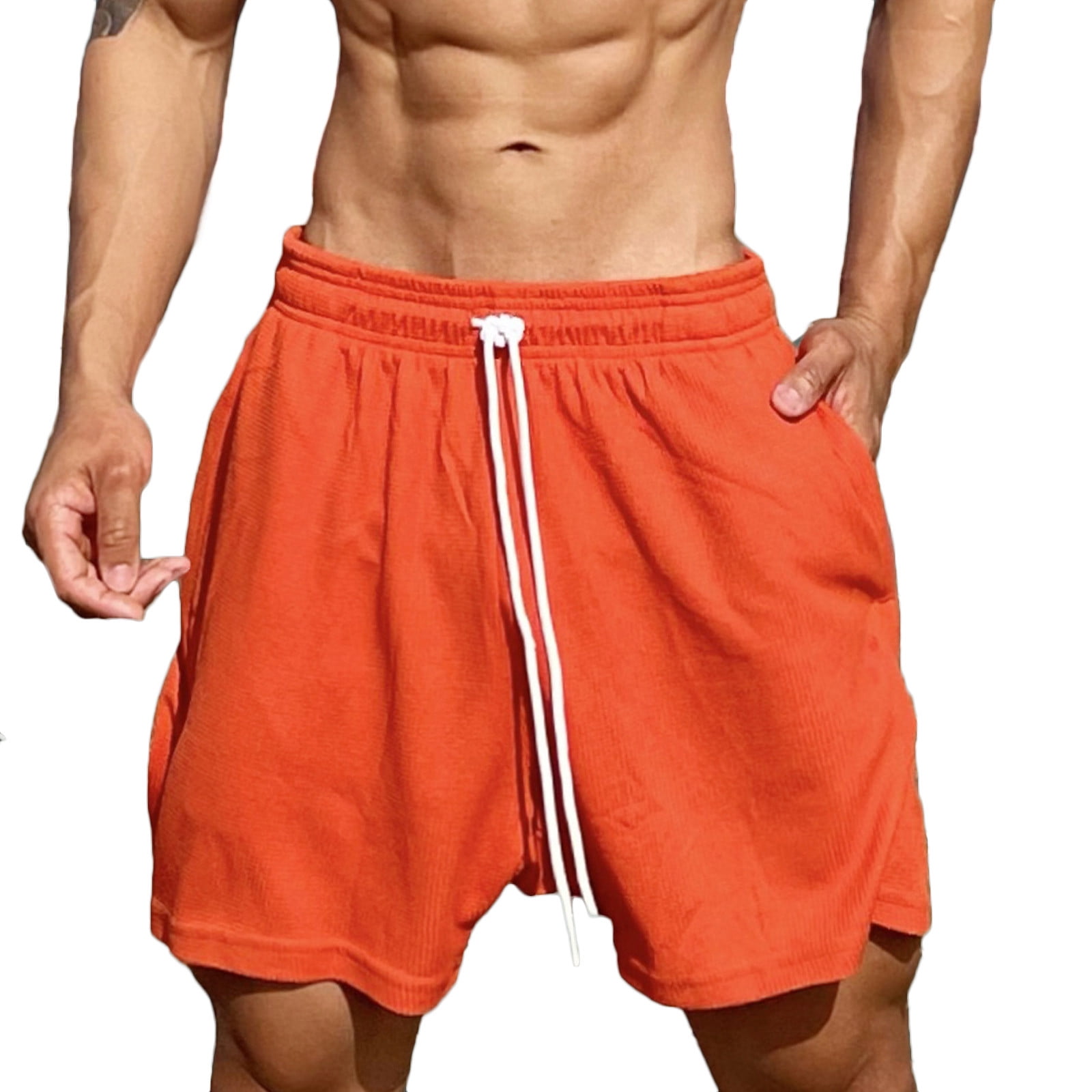 FAIWAD Men's Gym Workout Shorts Loose Drawstring Golf Shorts Solid ...