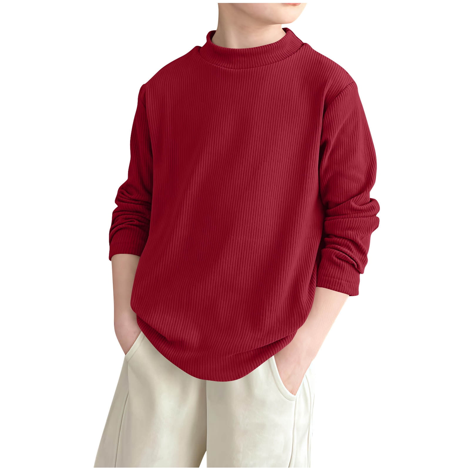 FAIWAD Toddler Boys Girls Long Sleeve Tops Crew Neck Fleece Warm Base ...