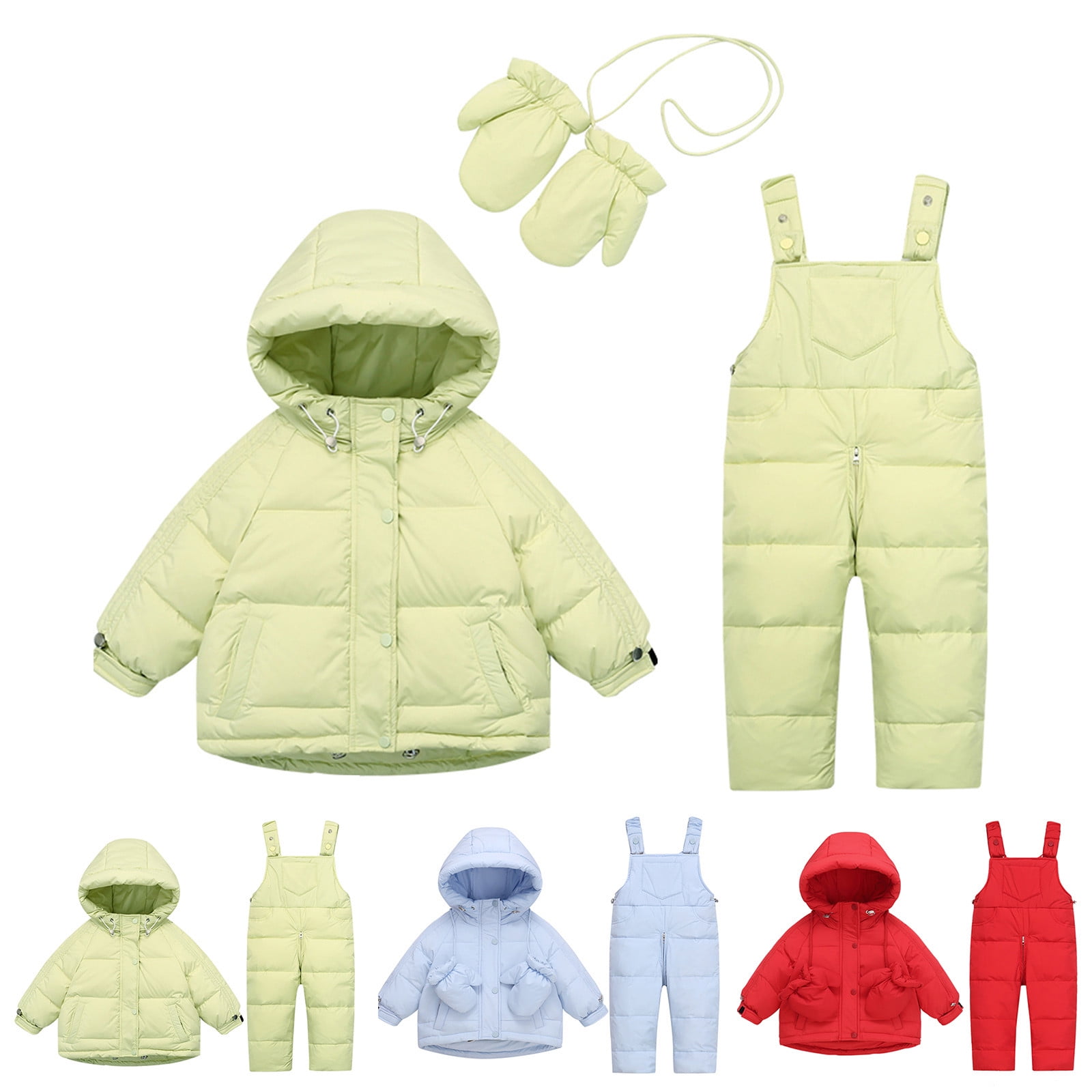 FAIWAD Toddler Snowsuit Winter Thicken Hooded Ski Set Puffer Jacket and ...