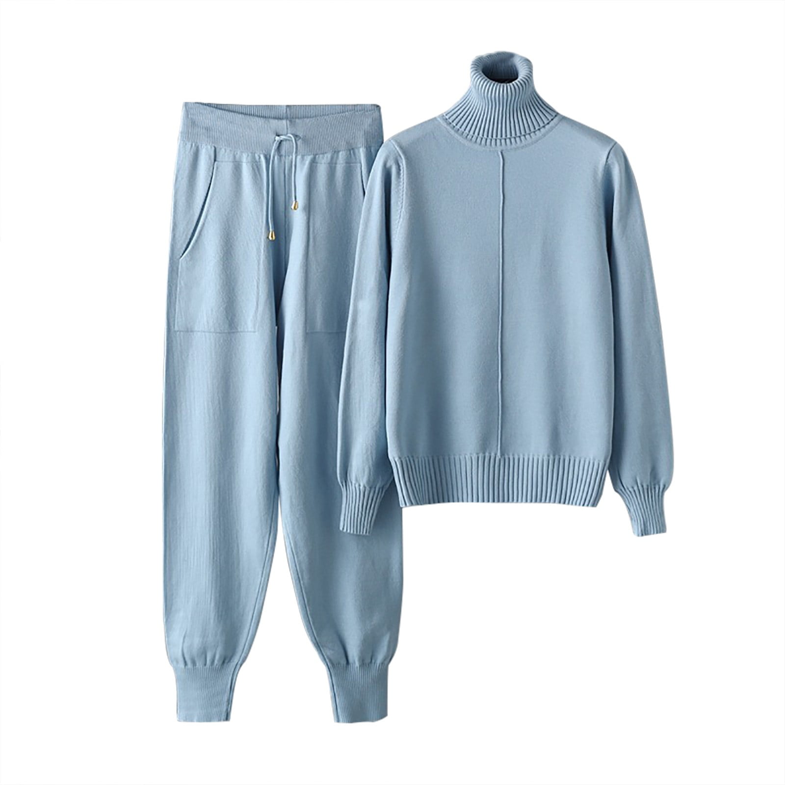 FAIWAD Women 2 Piece Sweater Set Long Sleeve Turtleneck Knit Sweater ...