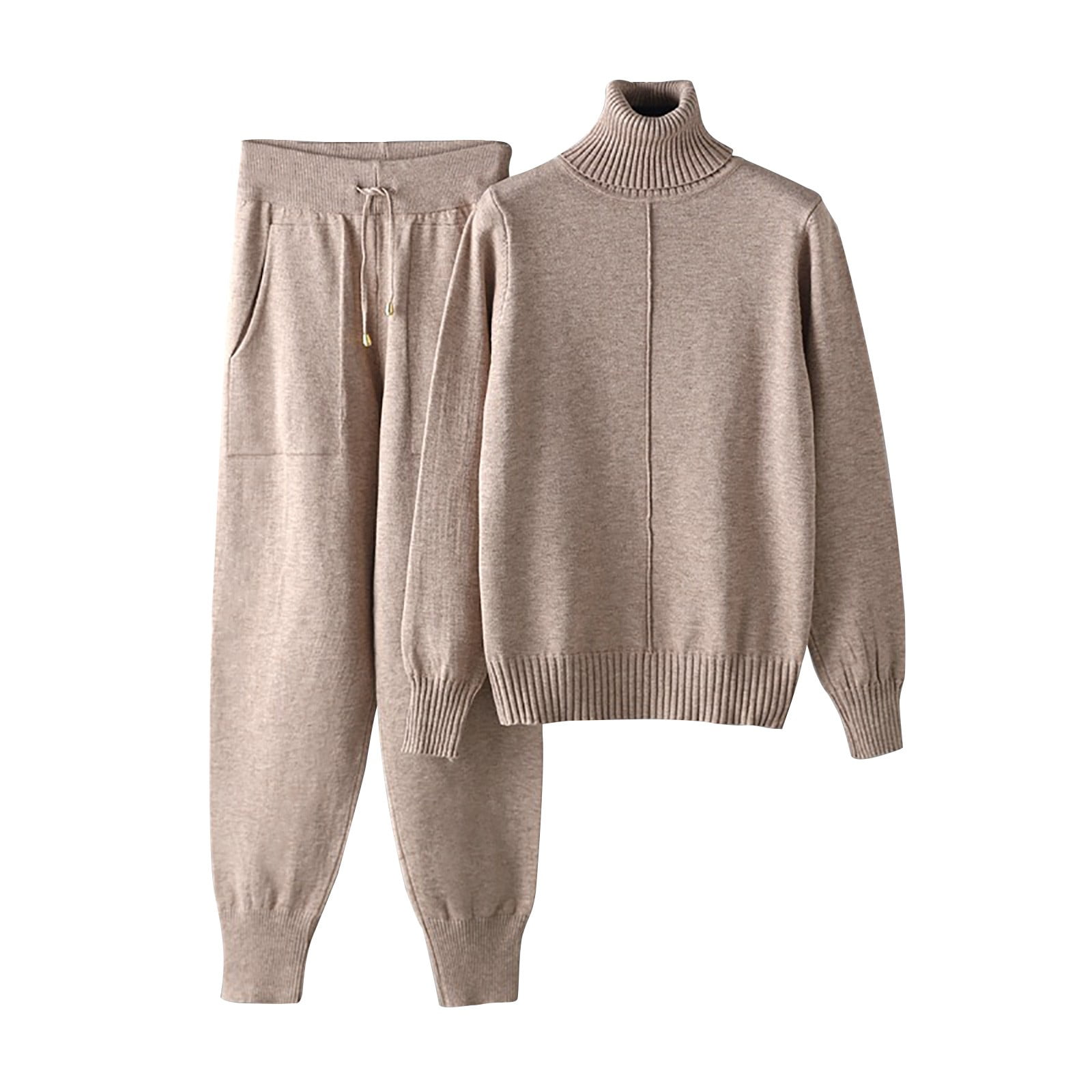 FAIWAD Women 2 Piece Sweater Set Long Sleeve Turtleneck Knit Sweater ...