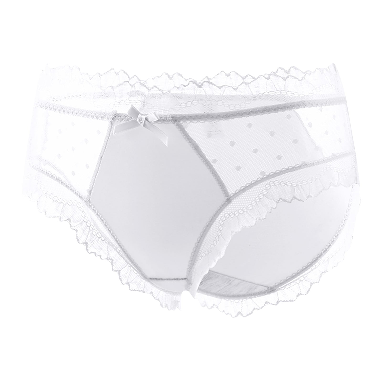 Faiwad Women Lace Satin Silk Panties Seamless Mid Waist Underwear Bow