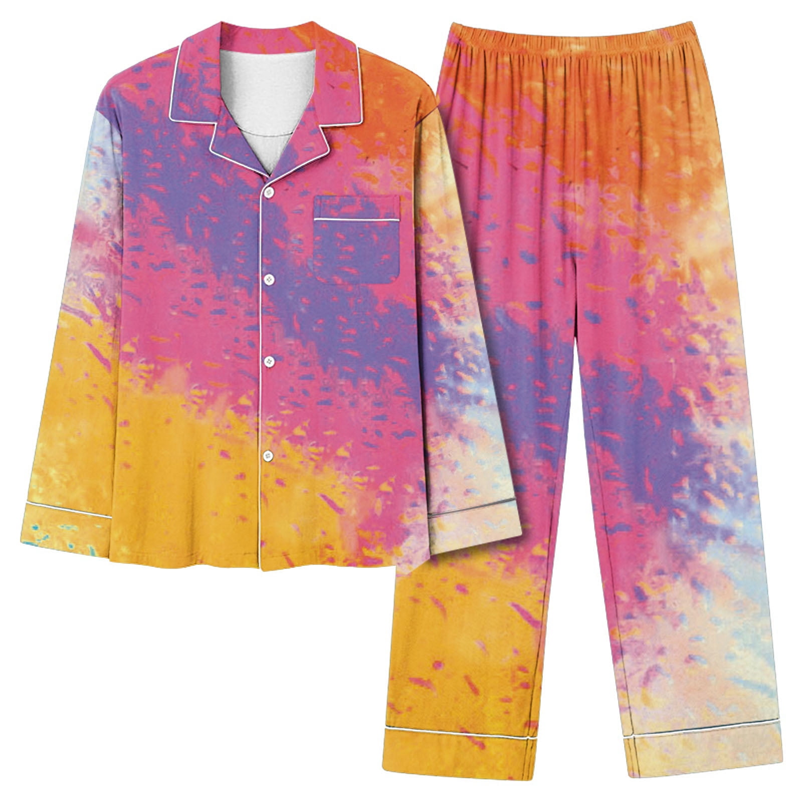 FAIWAD Women Pajamas Set Color Block Long Sleeve Button Pajamas and ...