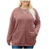FAIWAD Women Plus Size Sweatshirt Corduroy Crewneck Long Sleeve ...
