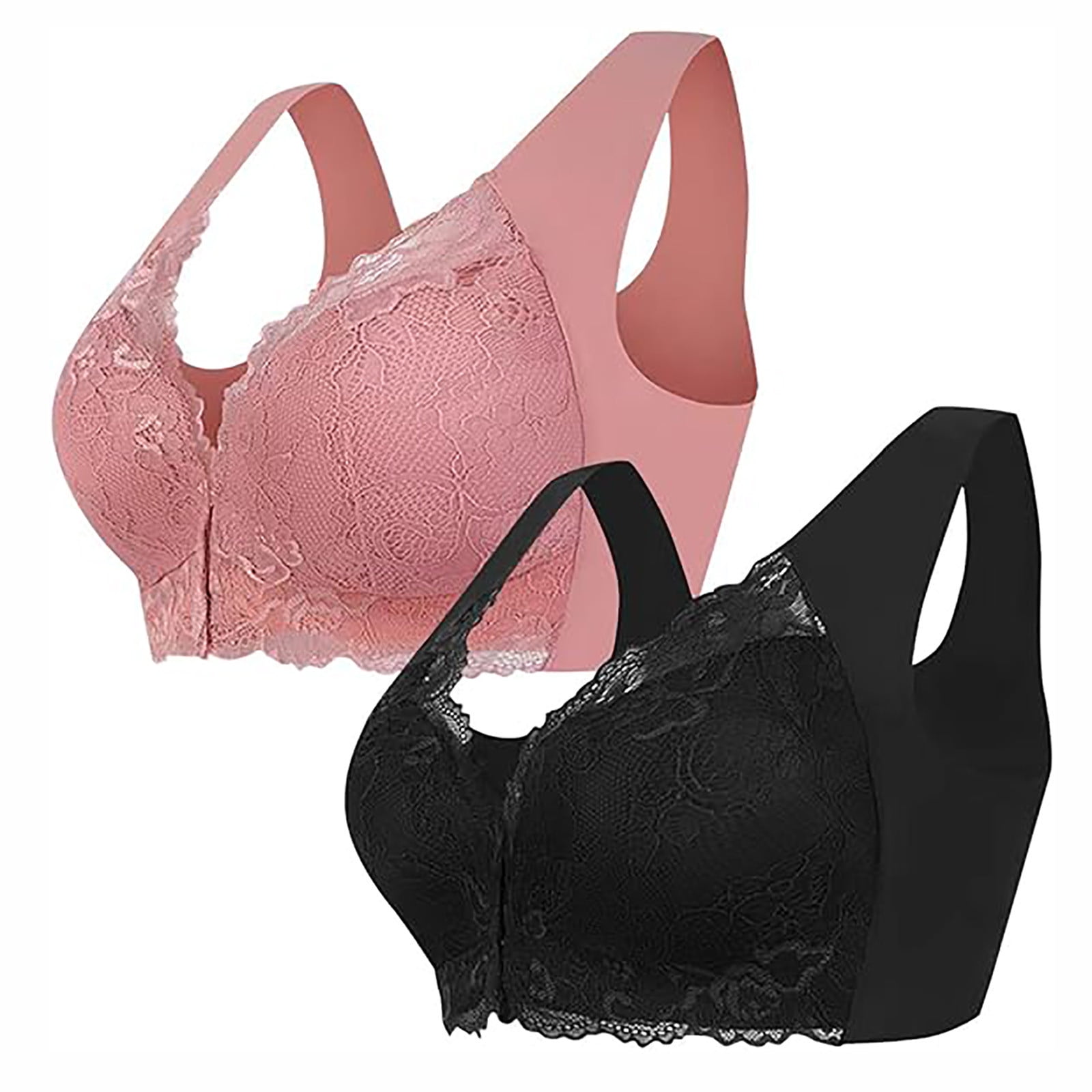 FAIWAD Women Front Button Lace Bra 2Pcs No Underwire Breathable Tank ...