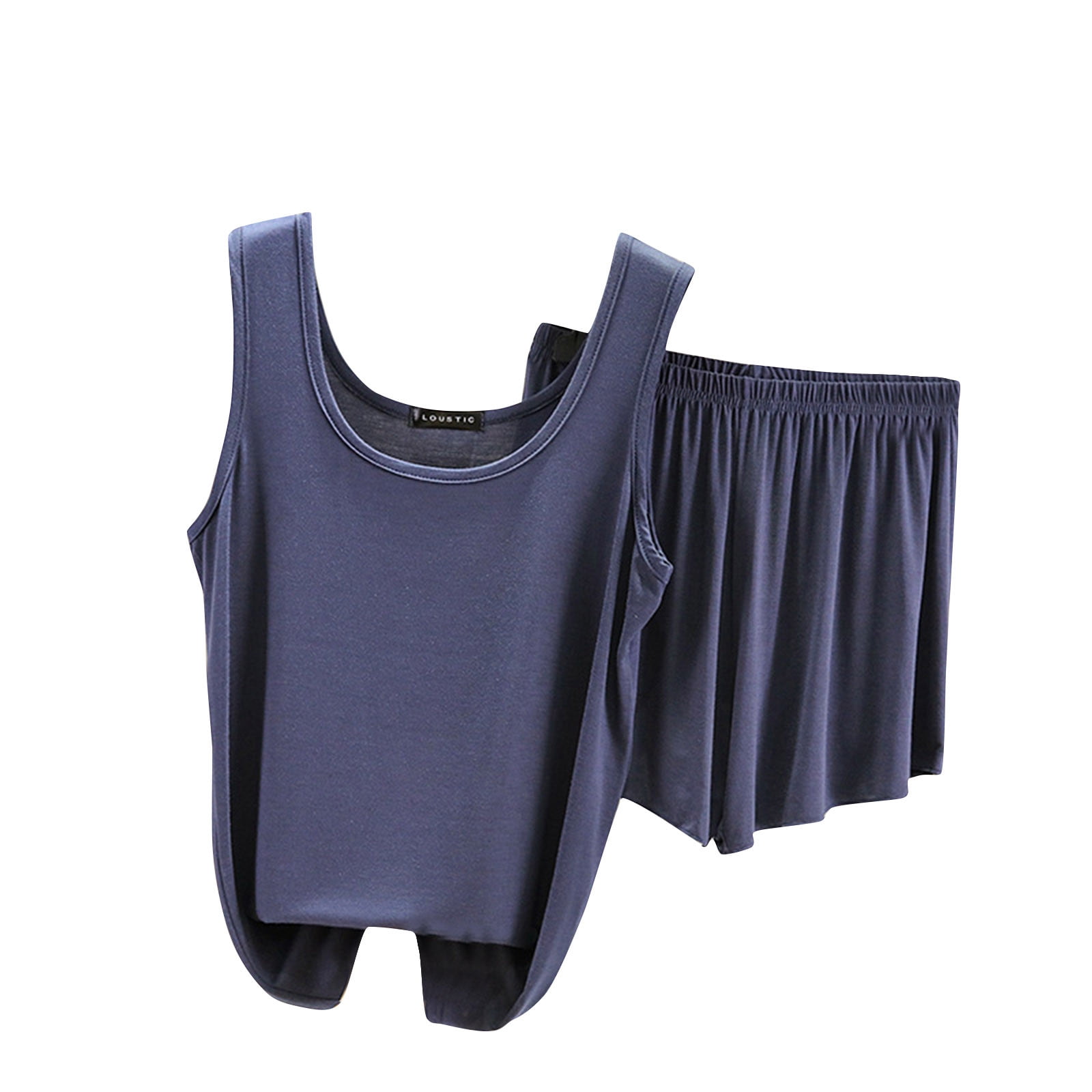 FAIWAD Women's 2 Piece Pajama Set V Neck Sleeveless Crop Tank Top and ...