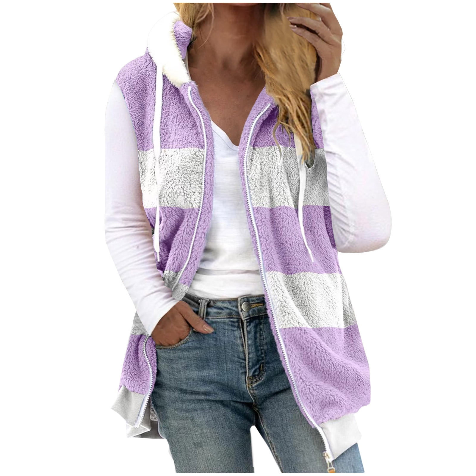 FAIWAD Women's Fleece Vest Lightweight Warm Soft Vests Outerwear with ...