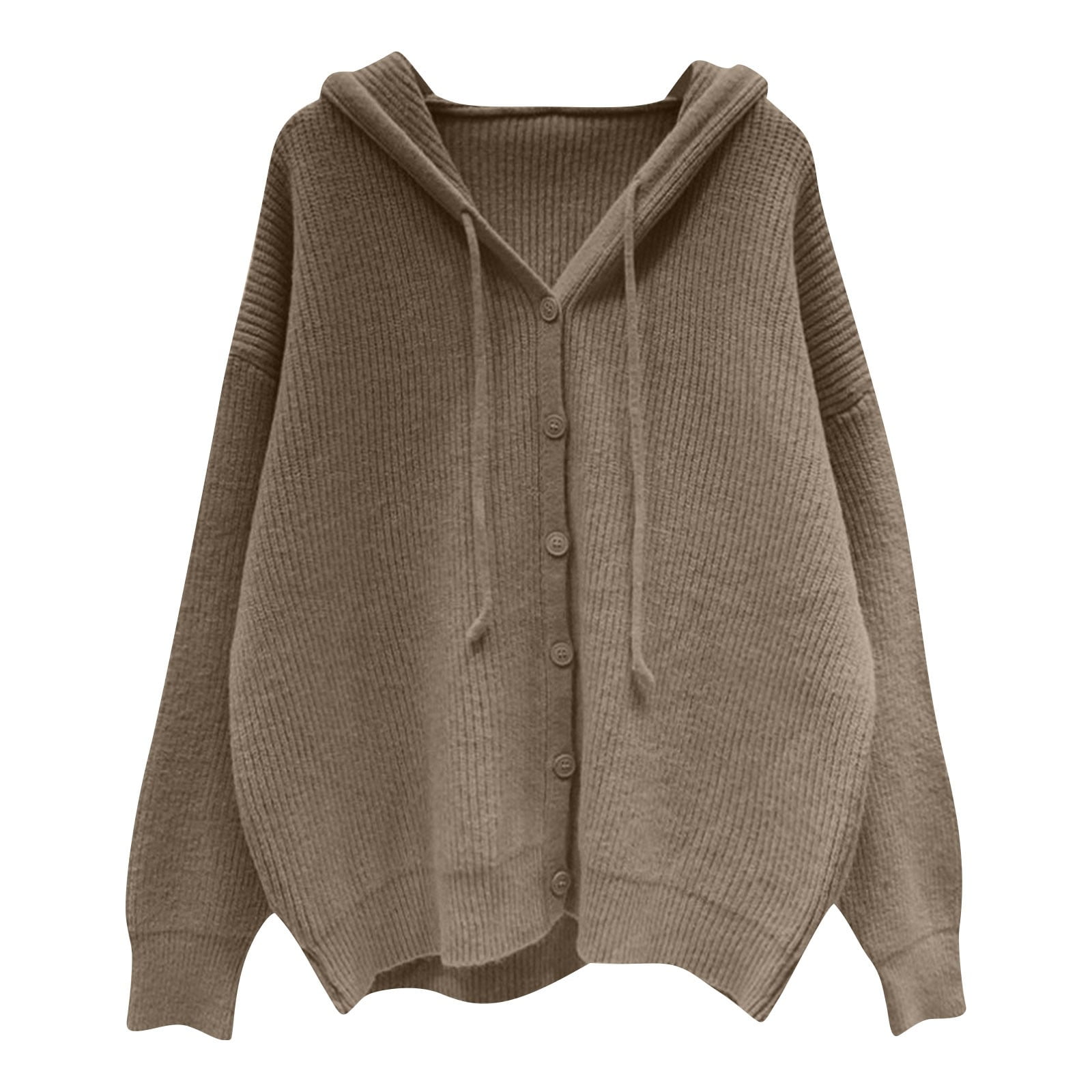 FAIWAD Women's Oversized Hooded Sweaters Casual Long Sleeve Button Up ...