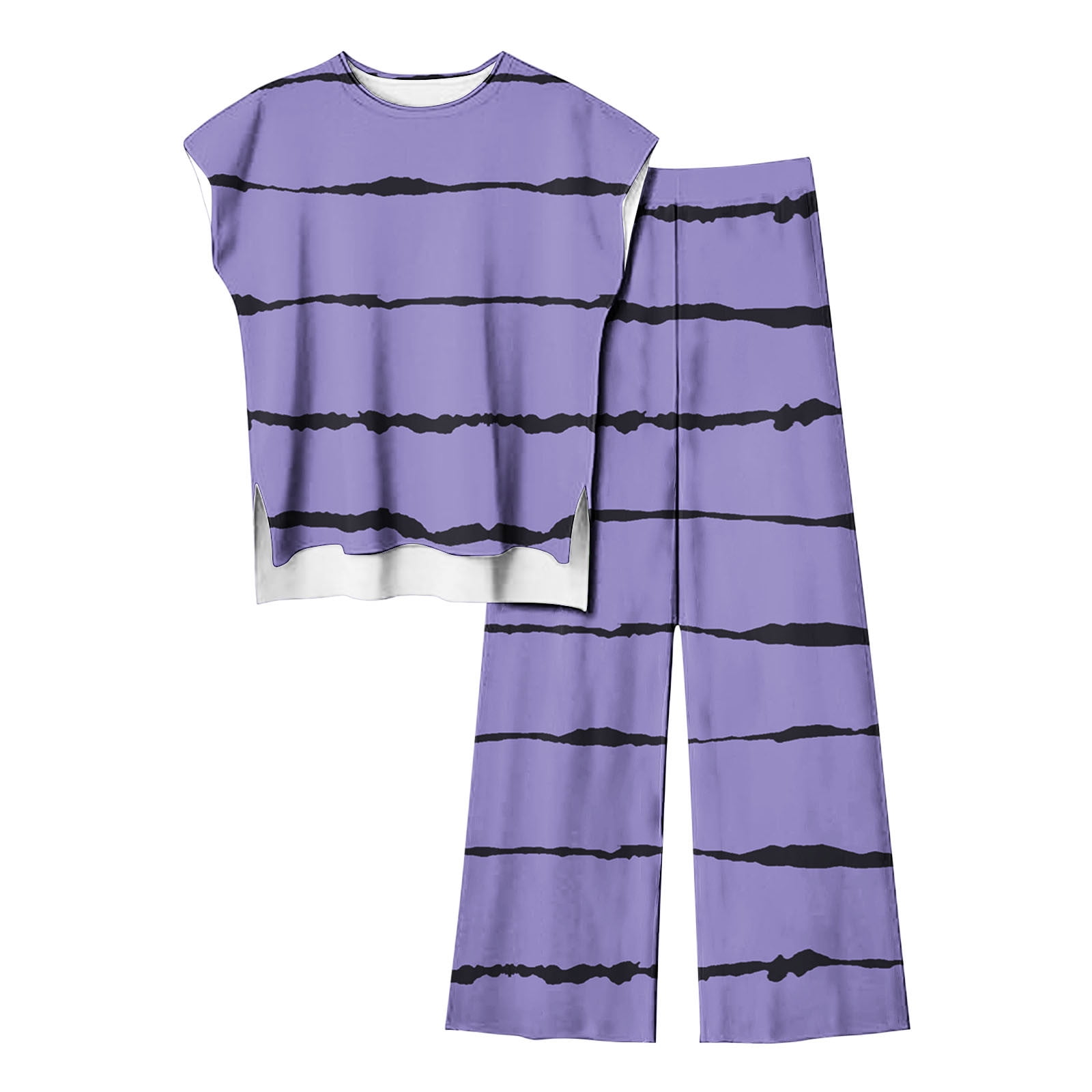 FAIWAD Women's Summer 2 Piece Outfits Cap Sleeve Slit Cropped Top and ...