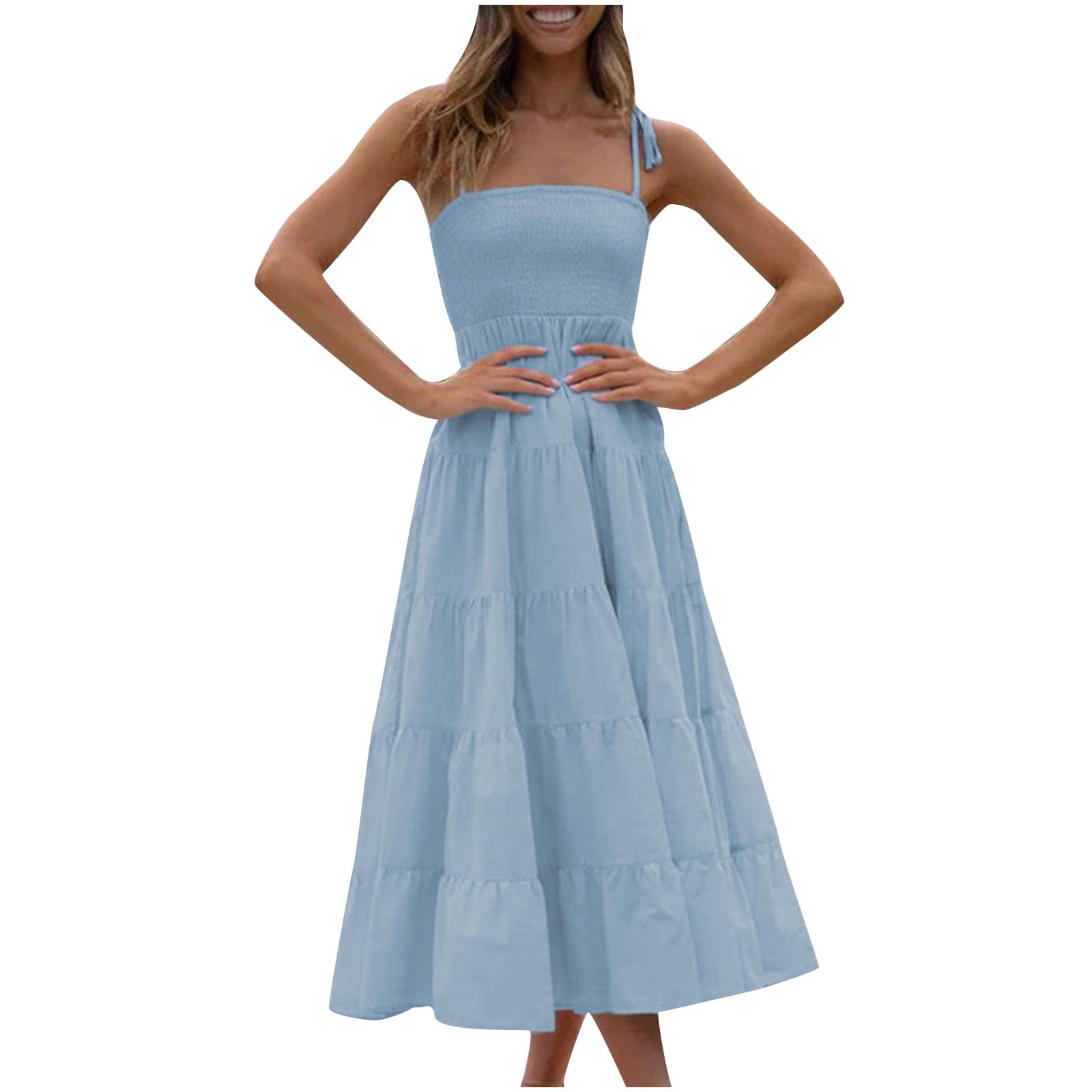 Faiwad Womens Summer Maxi Dress Casual Sleeveless Beach Flowy Dress
