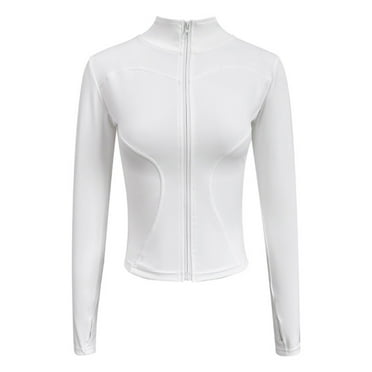 POIUYTR Women's Workout Jacket Lightweight Long Sleeve Zip Up Yoga Sportwear Cropped Athletic ...