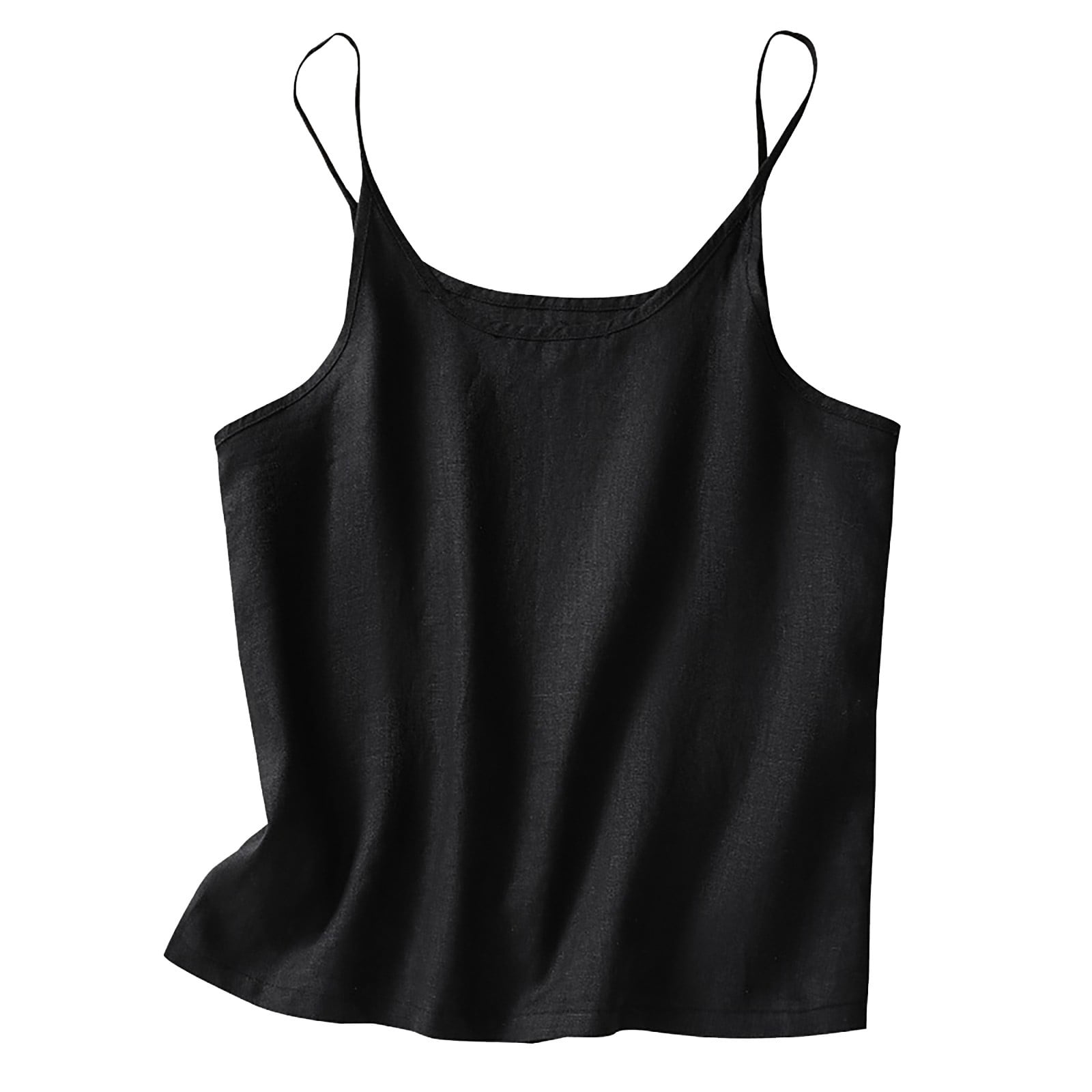 Faiwad Womens Cotton Linen Tank Tops Spaghetti Strap Loose Camisole
