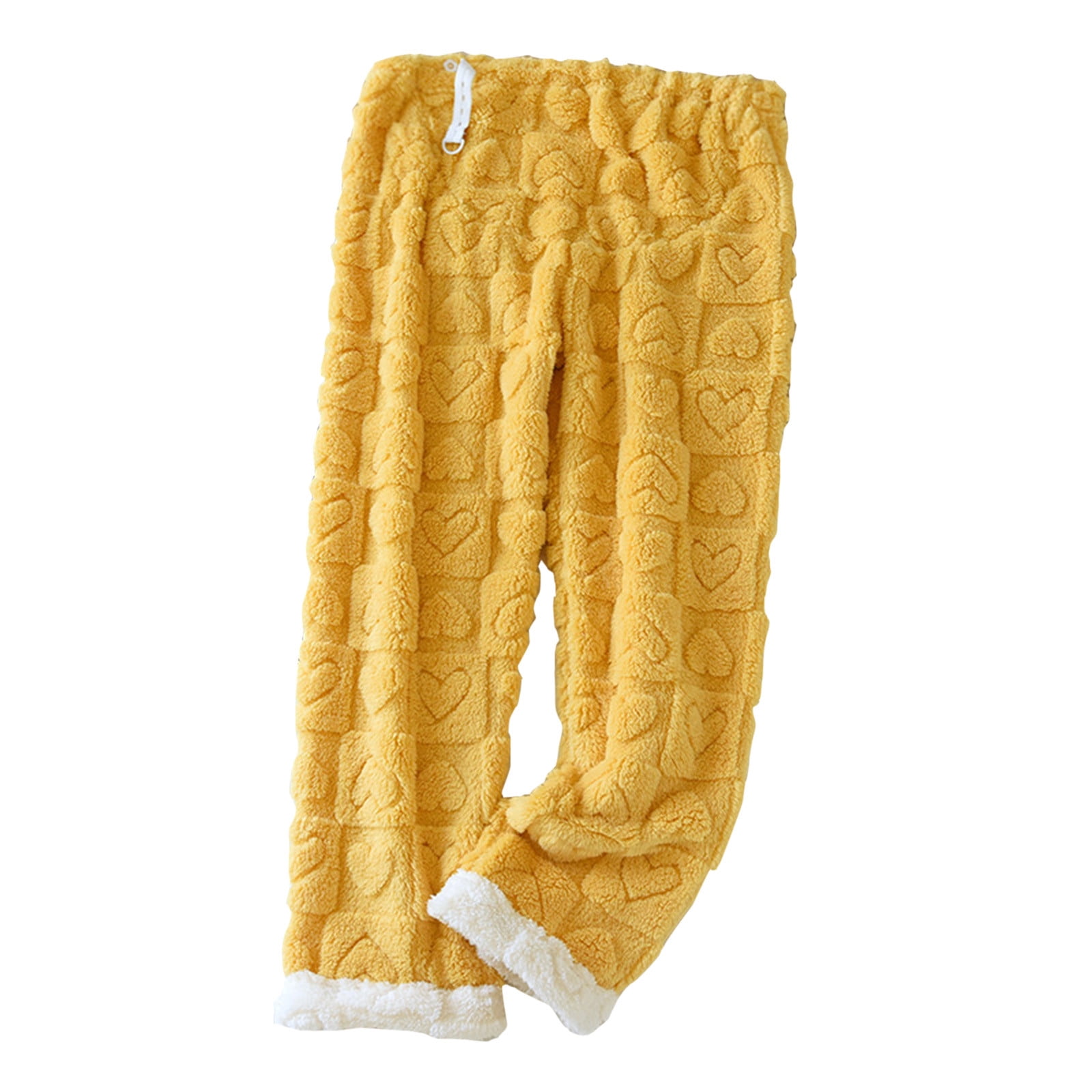 FAIWAD Womens Fleece Pajama Pants SComfy Plush Adjustable Elastic Heart Print Color Block Lounge ...