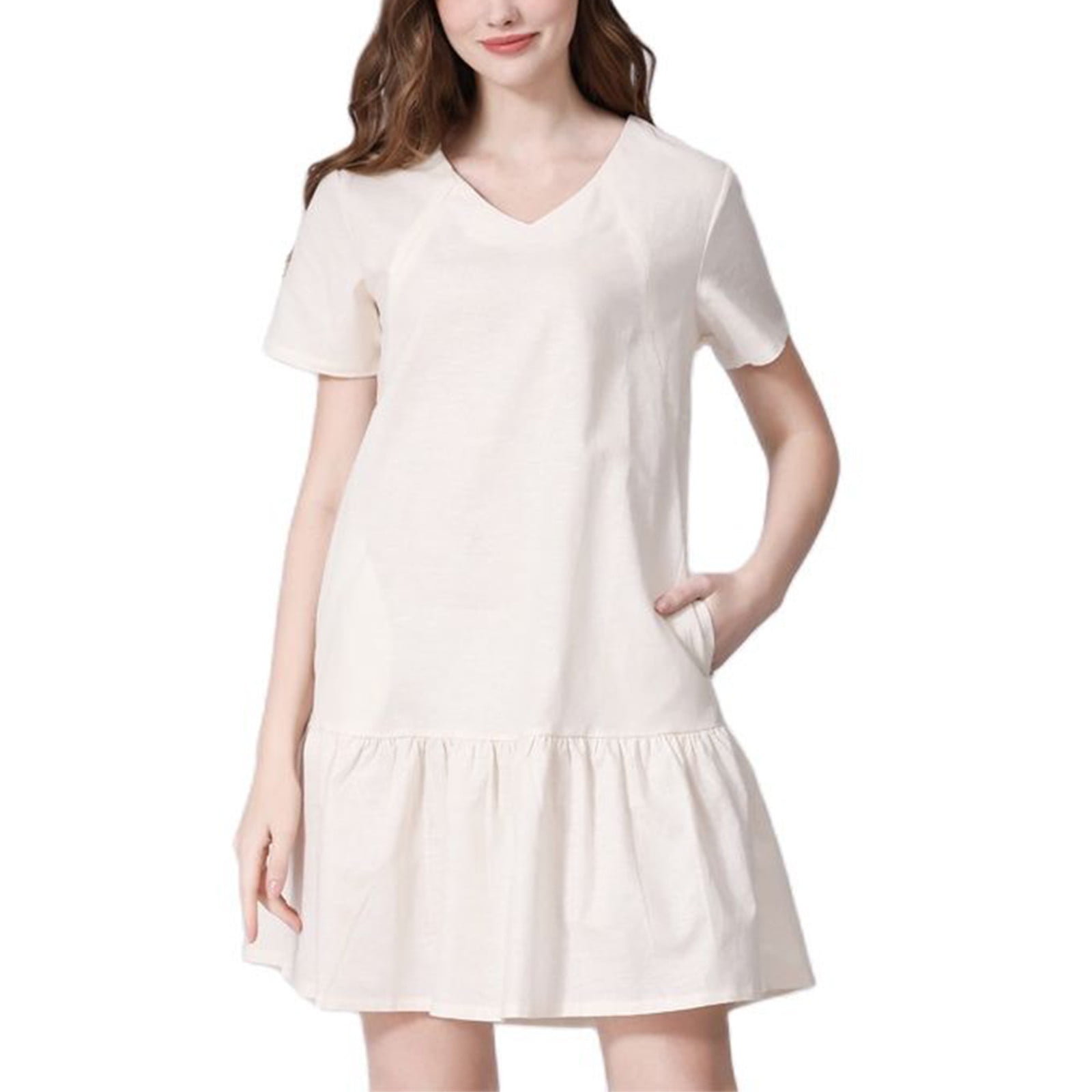 Faiwad Womens Maternity Dress Casual Short Sleeve Ruffle Plus Size