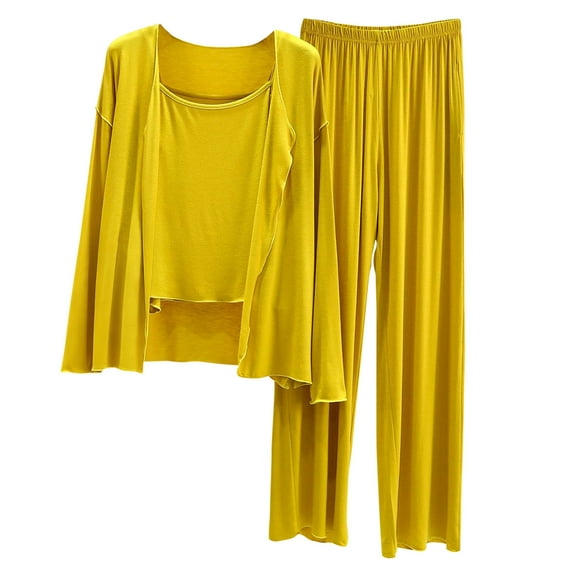 FAIWAD Womens Pajama Sets 3Pcs Sleepwear Comfy Soft Tops Warp Cardigan ...