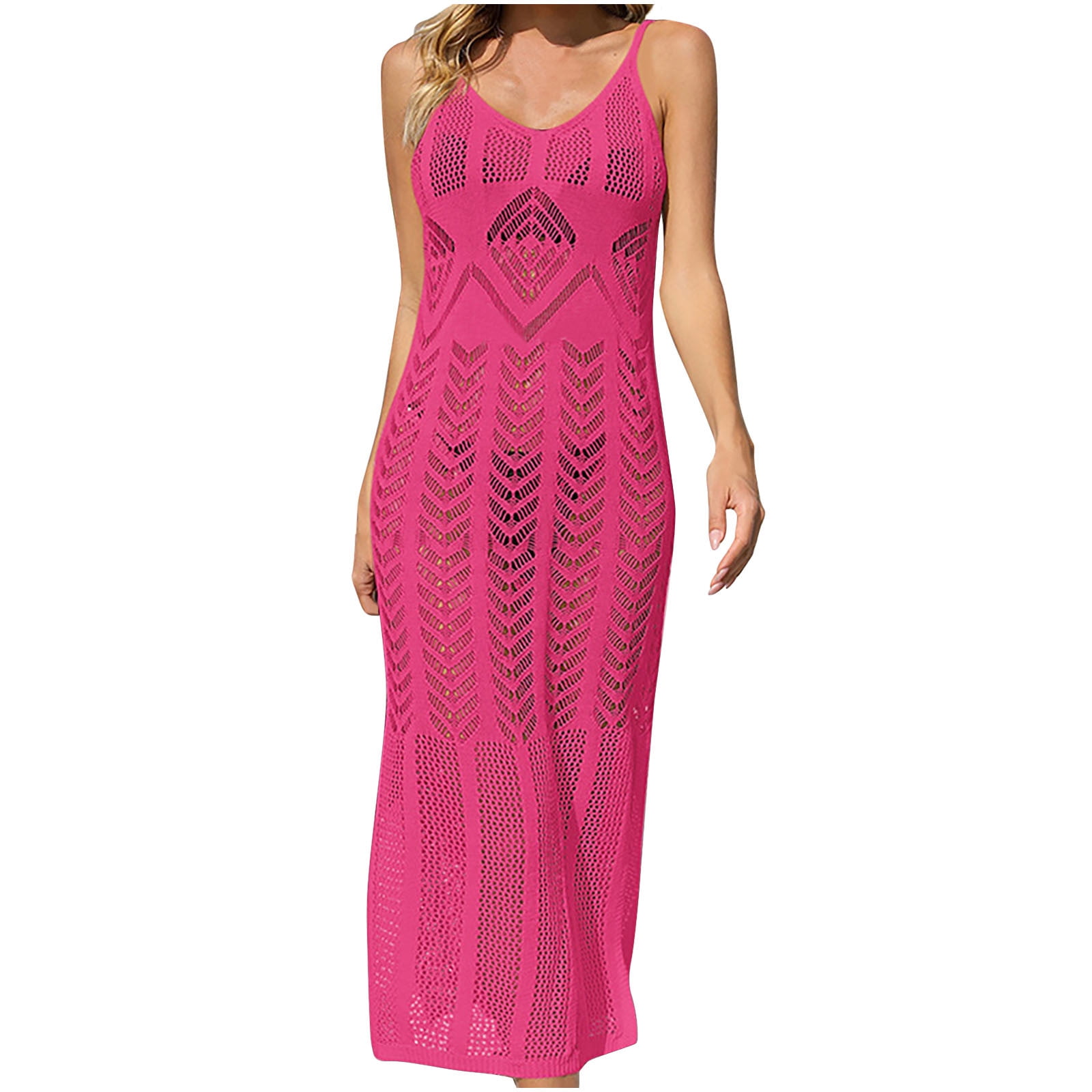 Faiwad Womens Spaghetti Strap Maxi Dress Sleeveless Hollow Out Mesh