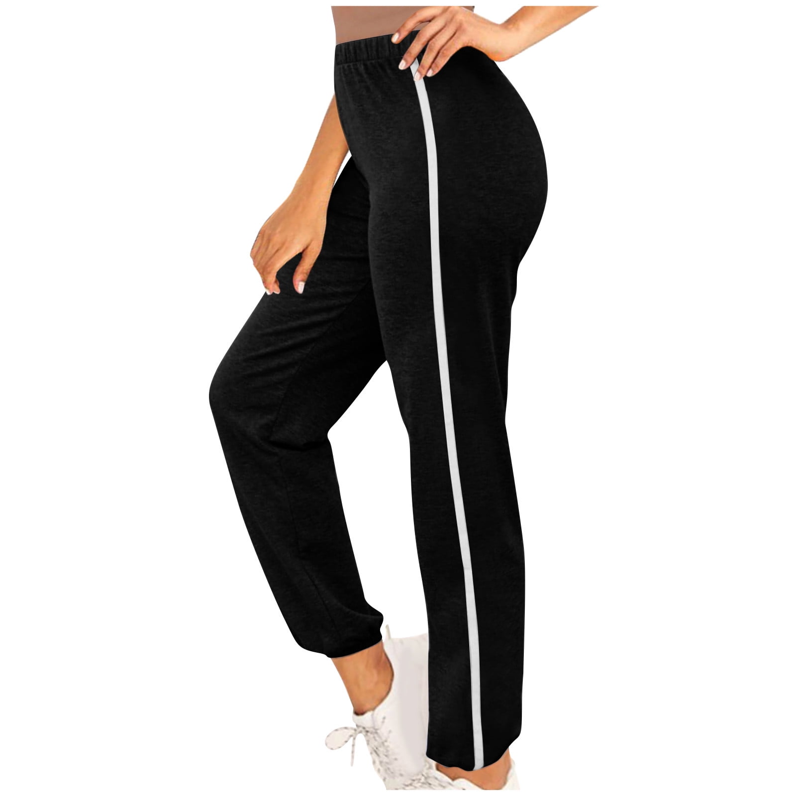 FAIWAD Womens Striped Sweatpants Causal Drawstring High Waist Baggy ...