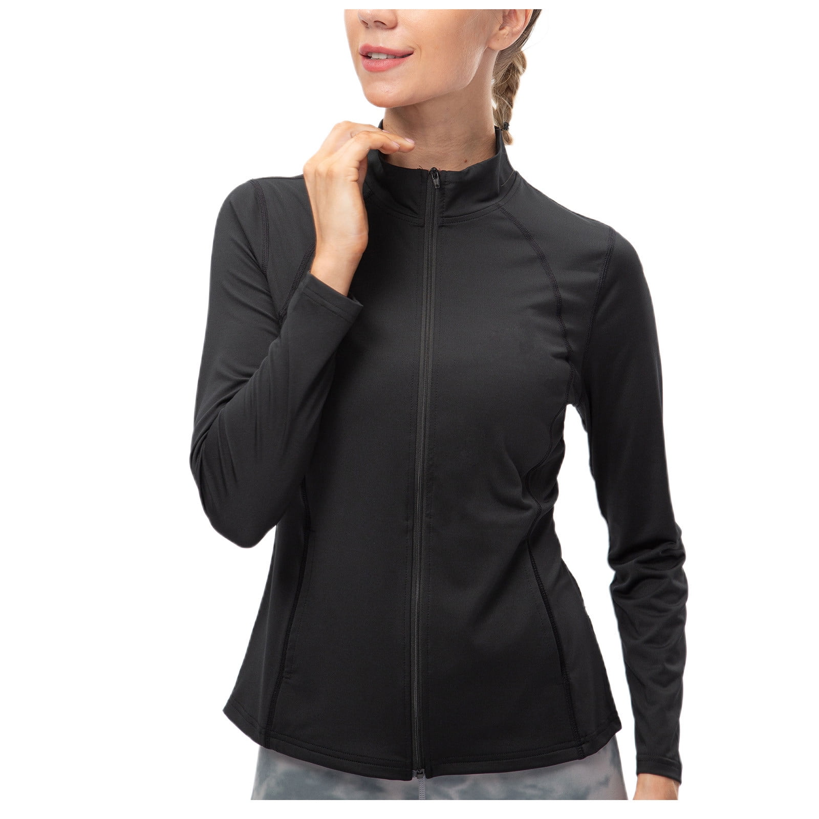FAIWAD Workout Jackets for Women Full Zip Athletic Running Jacket with ...